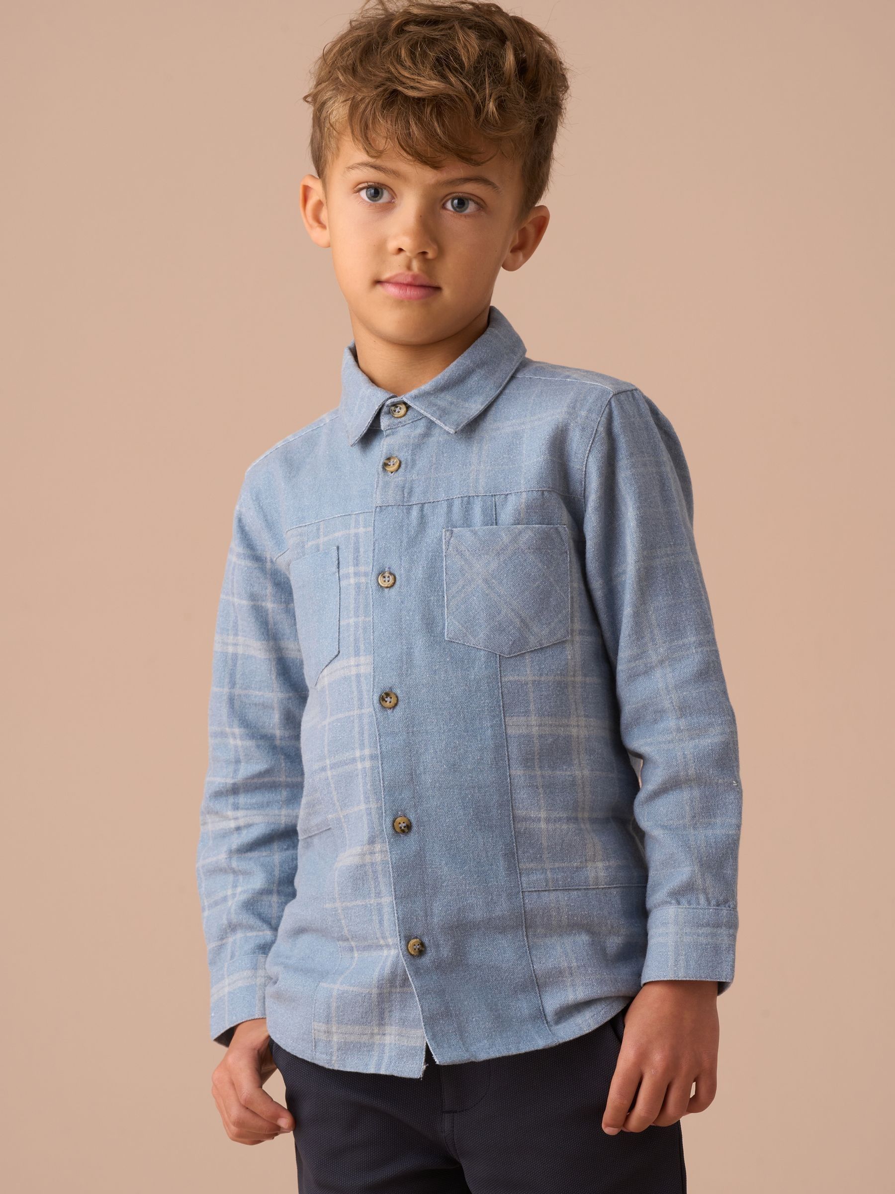 Buy Angel & Rocket Blue 100% Cotton Connor Block Check Shirt from the ...