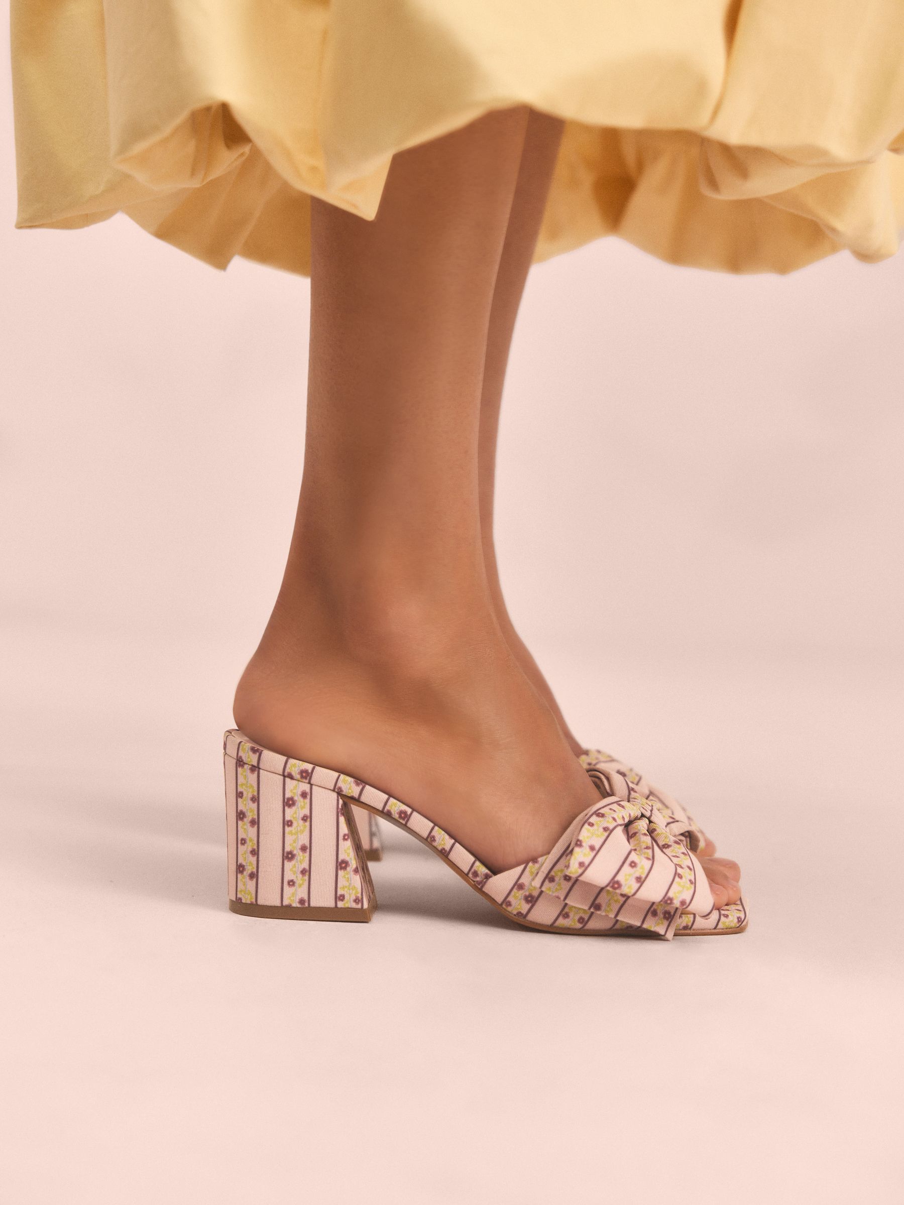 Buy Light Pink Floral Tabitha Simmons x Next Liv Bow Block Mules from ...