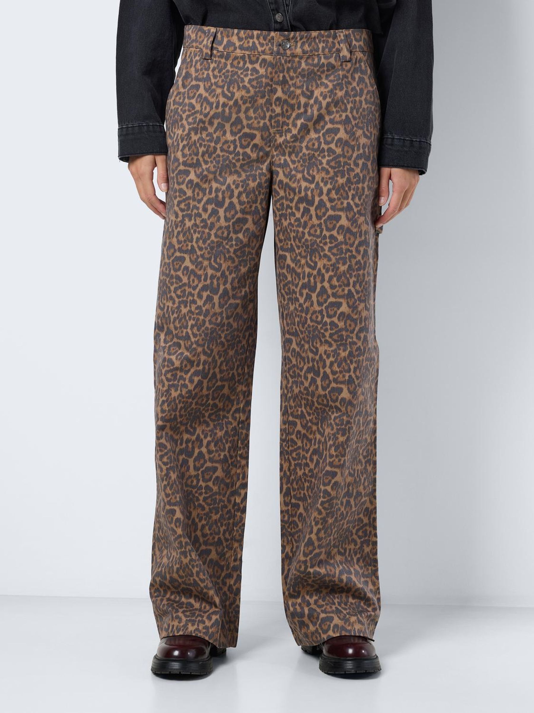 Buy NOISY MAY Brown Leopard Print Straight Leg Jeans from the Next UK ...