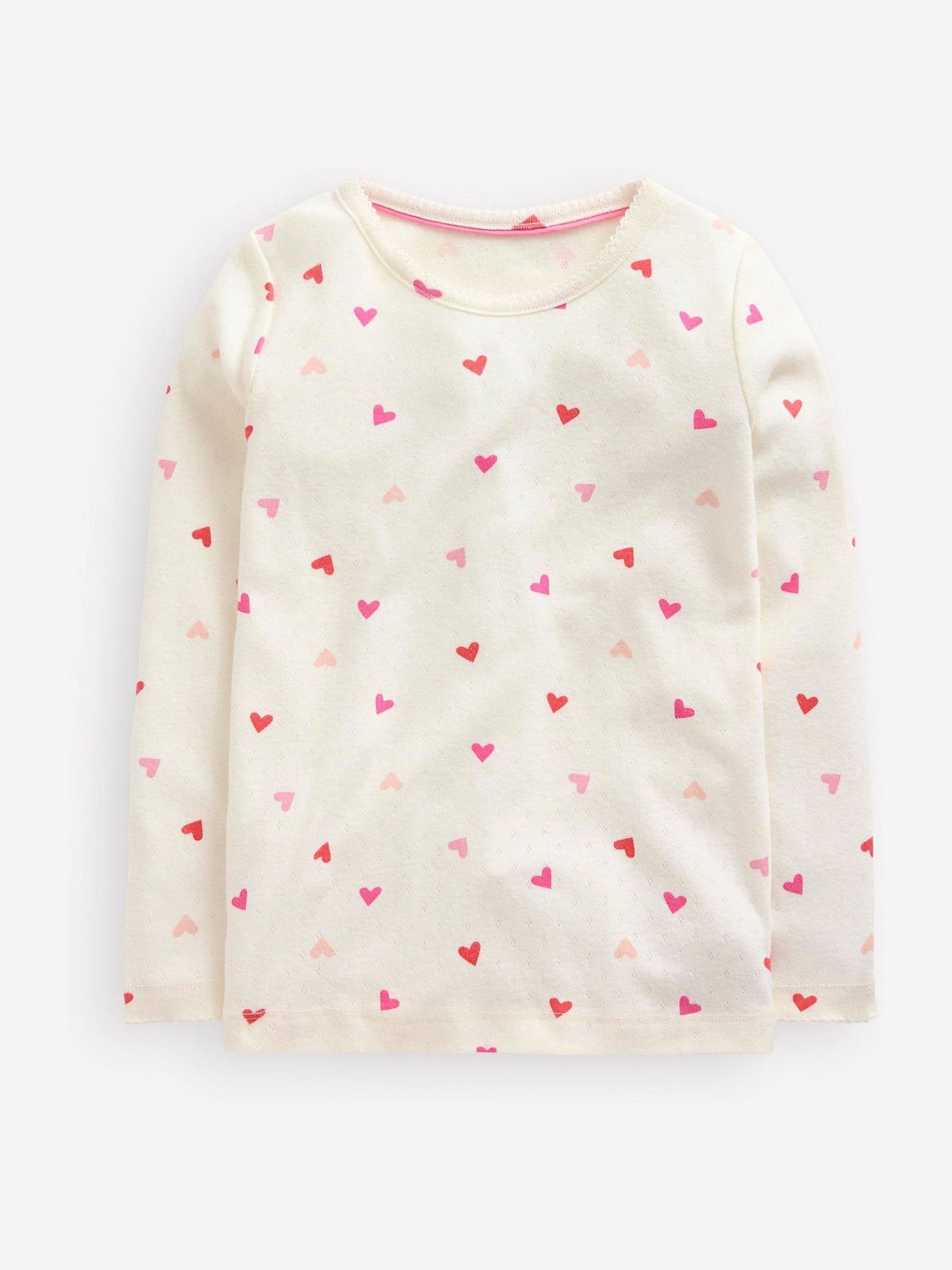 Buy Boden Cream Long Sleeve Pointelle Heart Top from the Next UK online ...