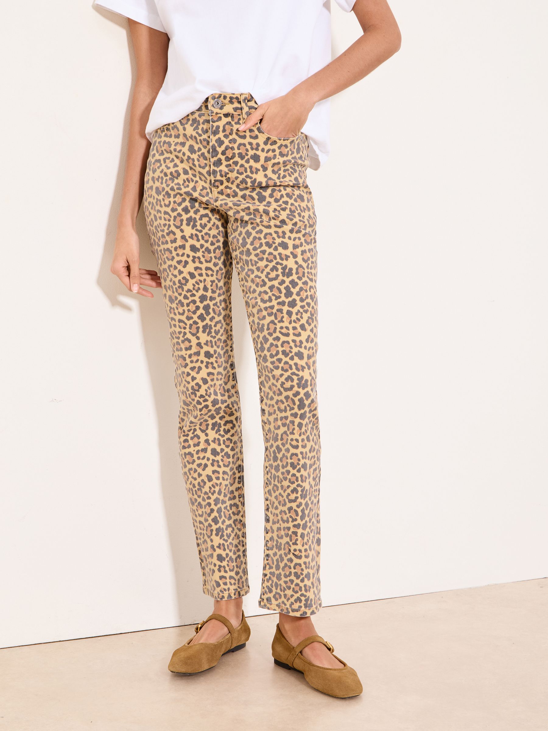 Buy Lipsy Leopard High Waist Straight Leg Jeans from the Next UK online ...