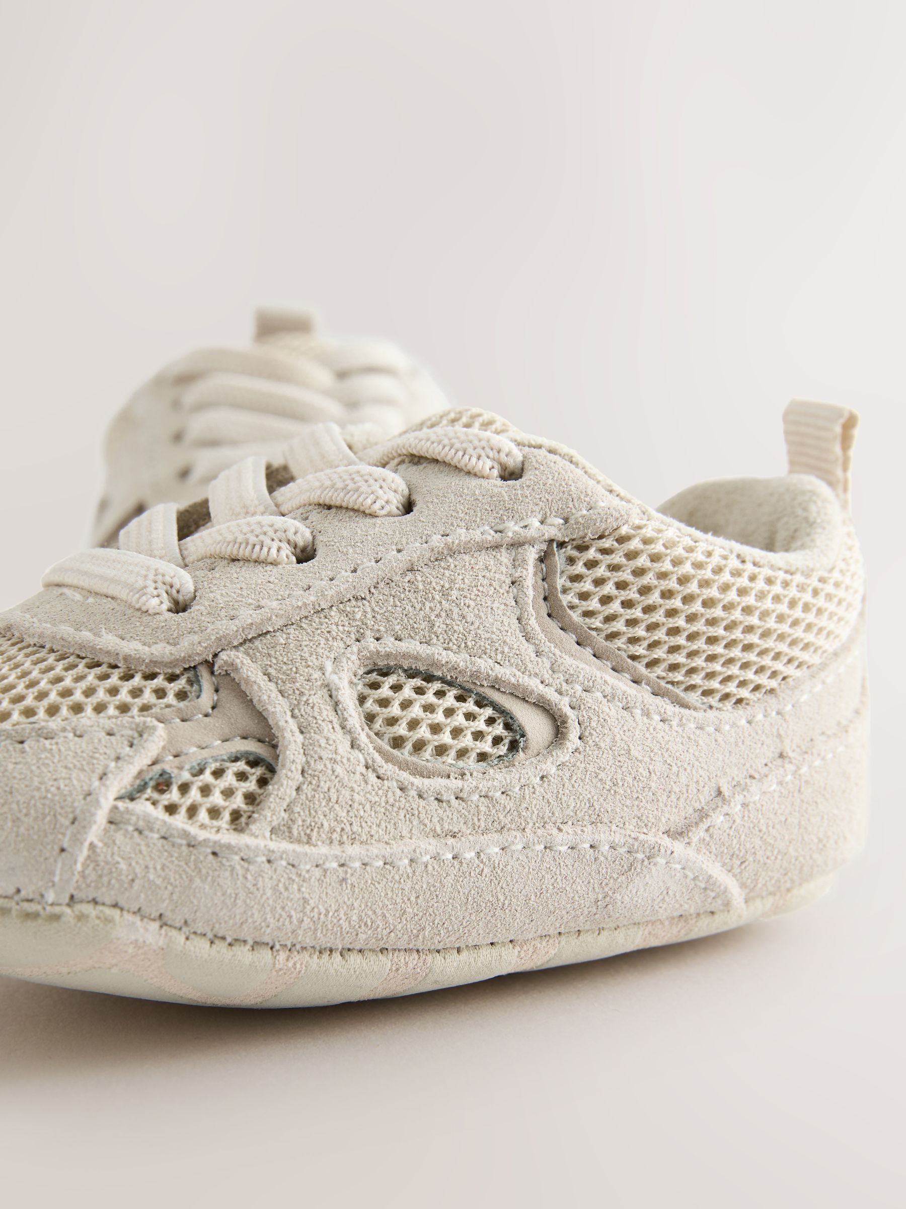 Buy Neutral - Baby Elastic Lace Slip-Ons Trainers (0-2mths) from Next ...