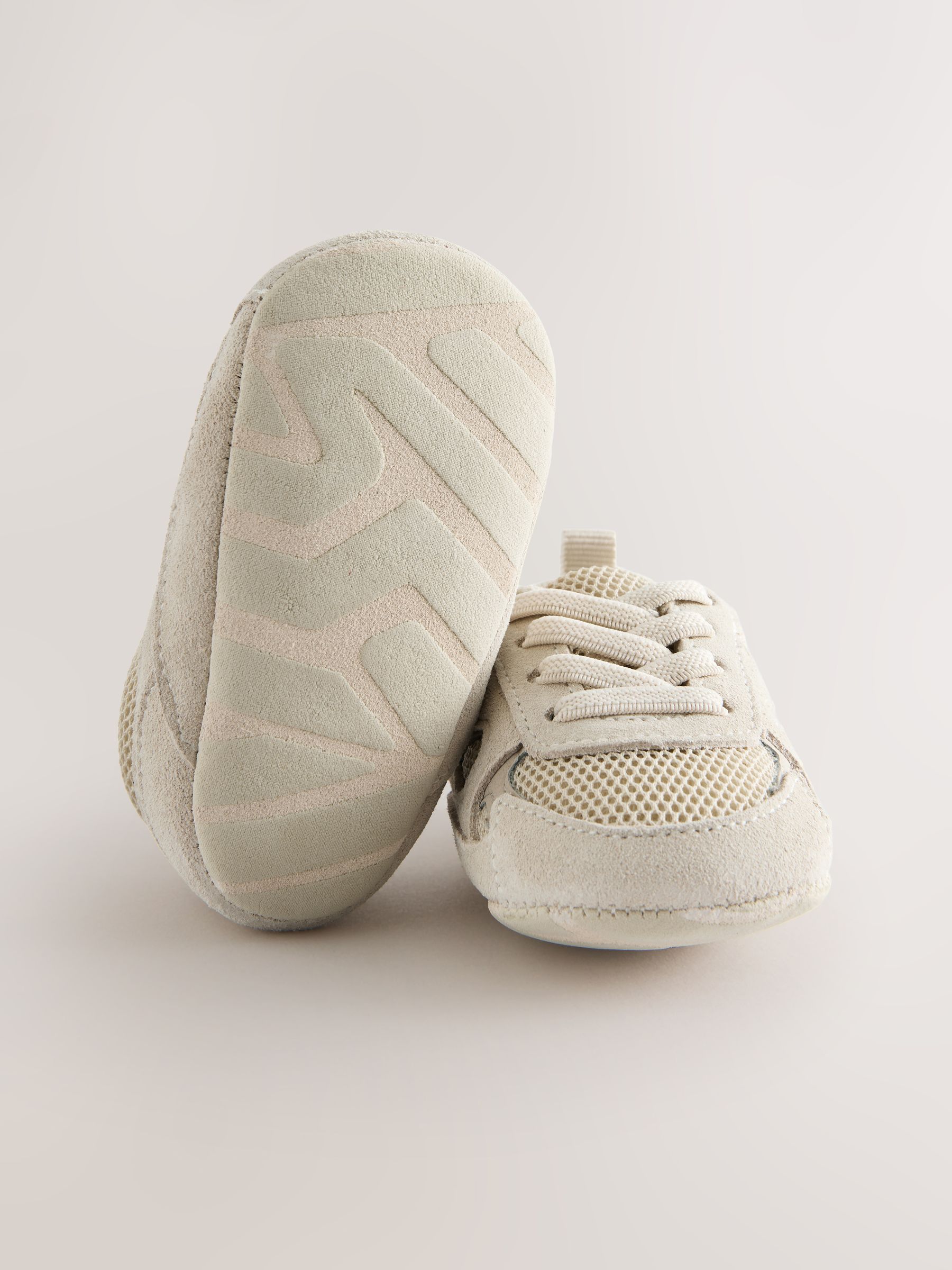 Buy Neutral Baby Elastic Lace Slip-Ons Trainers (0-2mths) from the Next ...