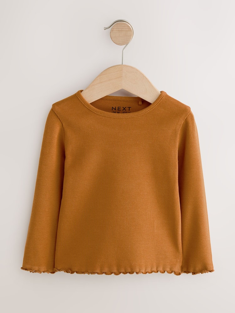 Buy Autumnal Orange Long Sleeve Rib Tops 5 Pack (3mths-7yrs) from Next USA