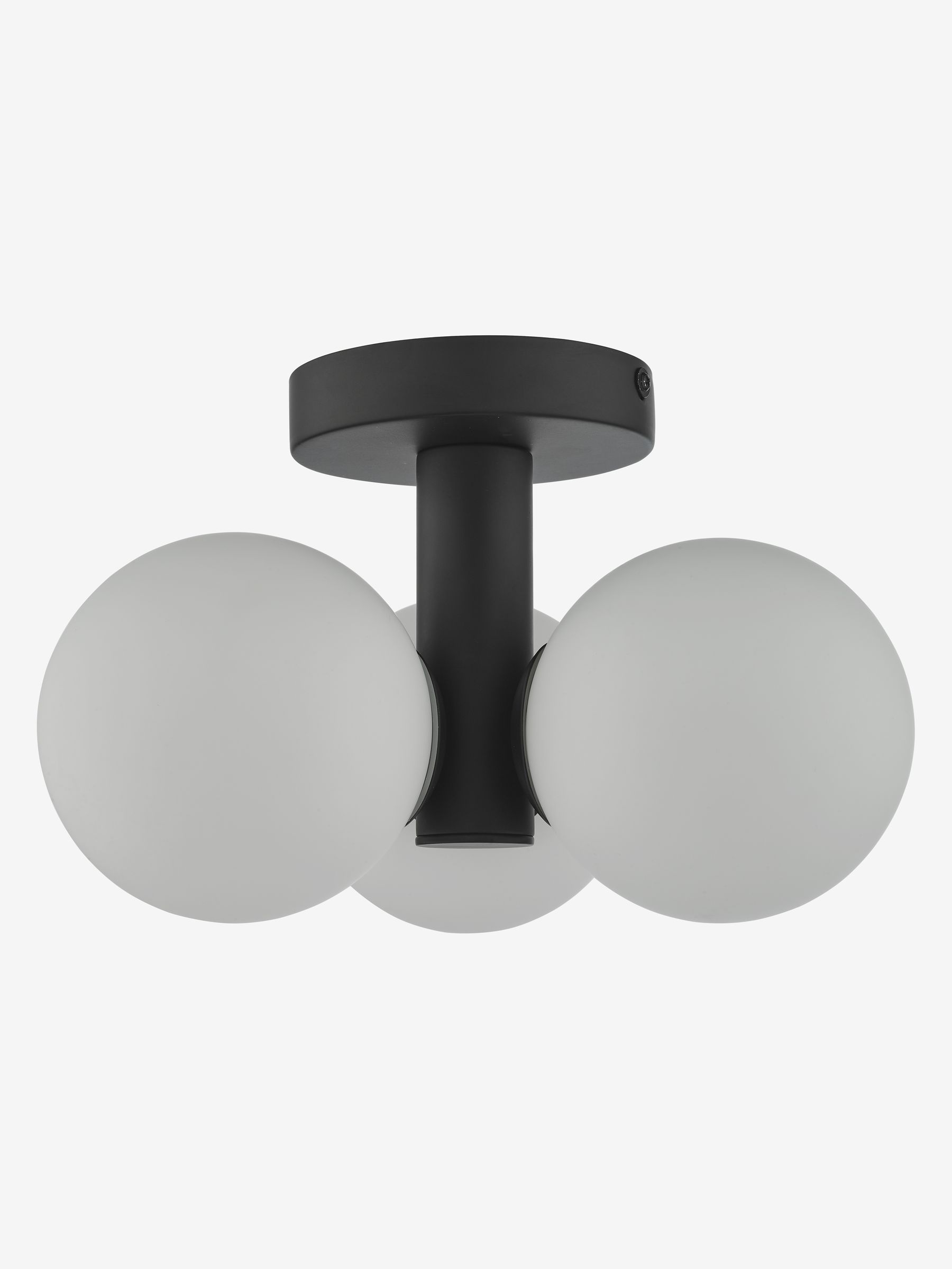 Buy Dar Lighting Matt Black Opal Glass Blake 3 Light Semi Flush Ceiling ...
