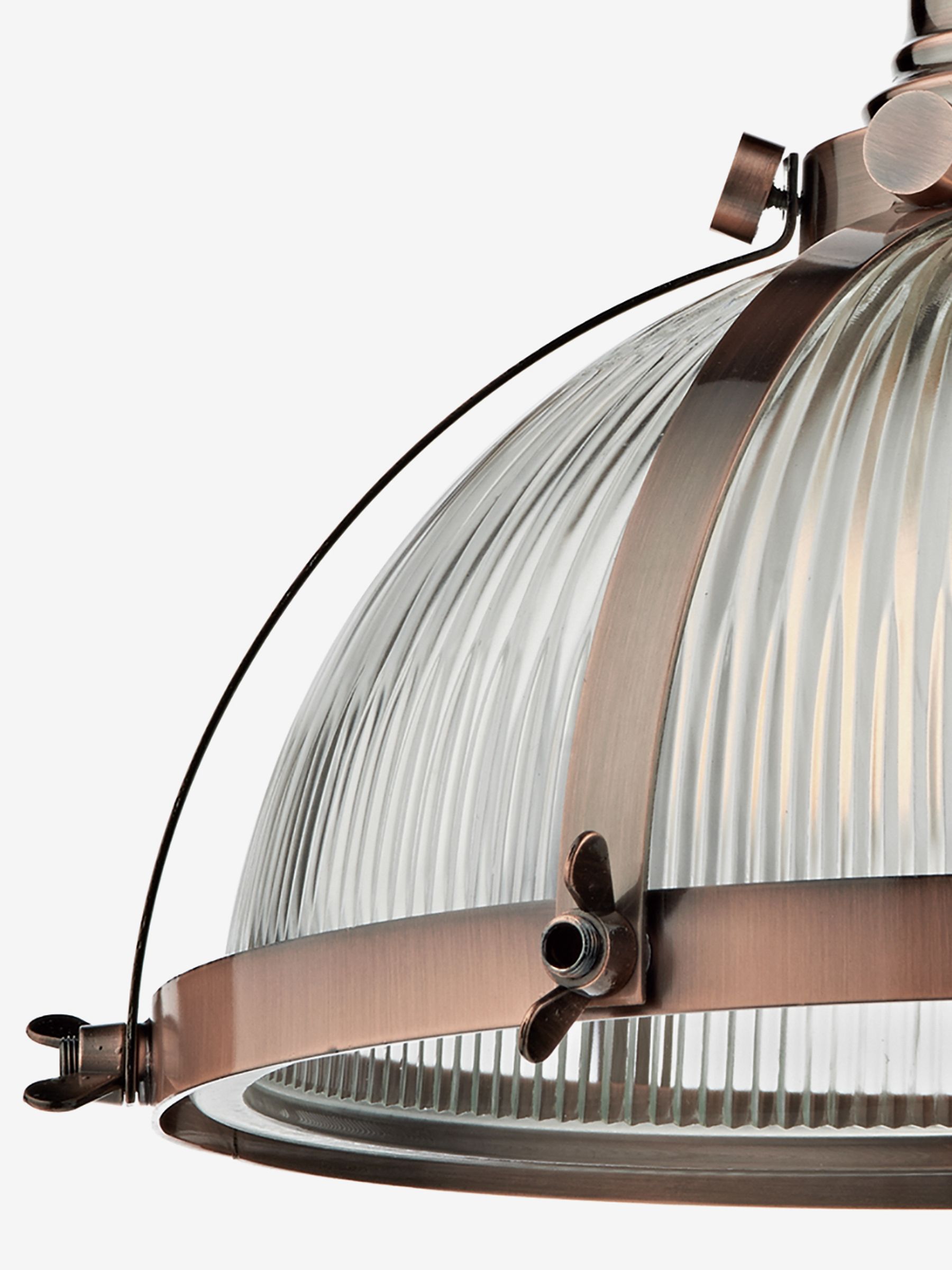 Buy Dar Lighting Antique Copper Ribbed Glass Debut Pendant Ceiling ...