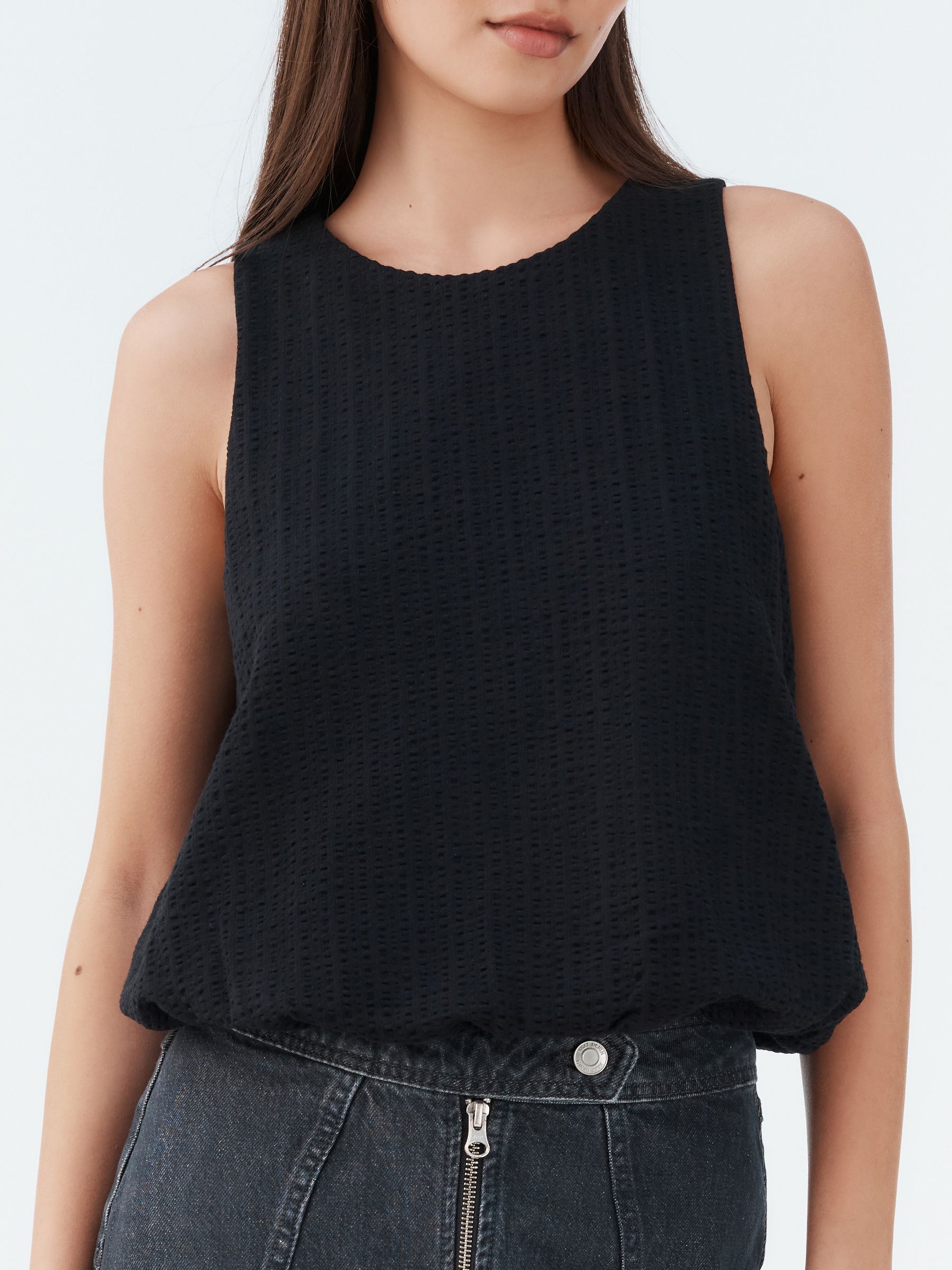 Buy Black Sleeveless Bubble Hem Top from the Next UK online shop