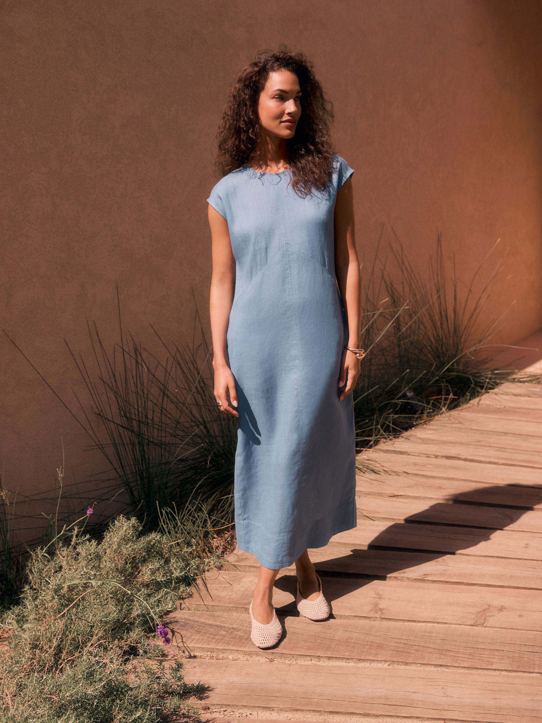 Buy Blue N. Premium 100% Linen Midi Column Dress from Next Israel