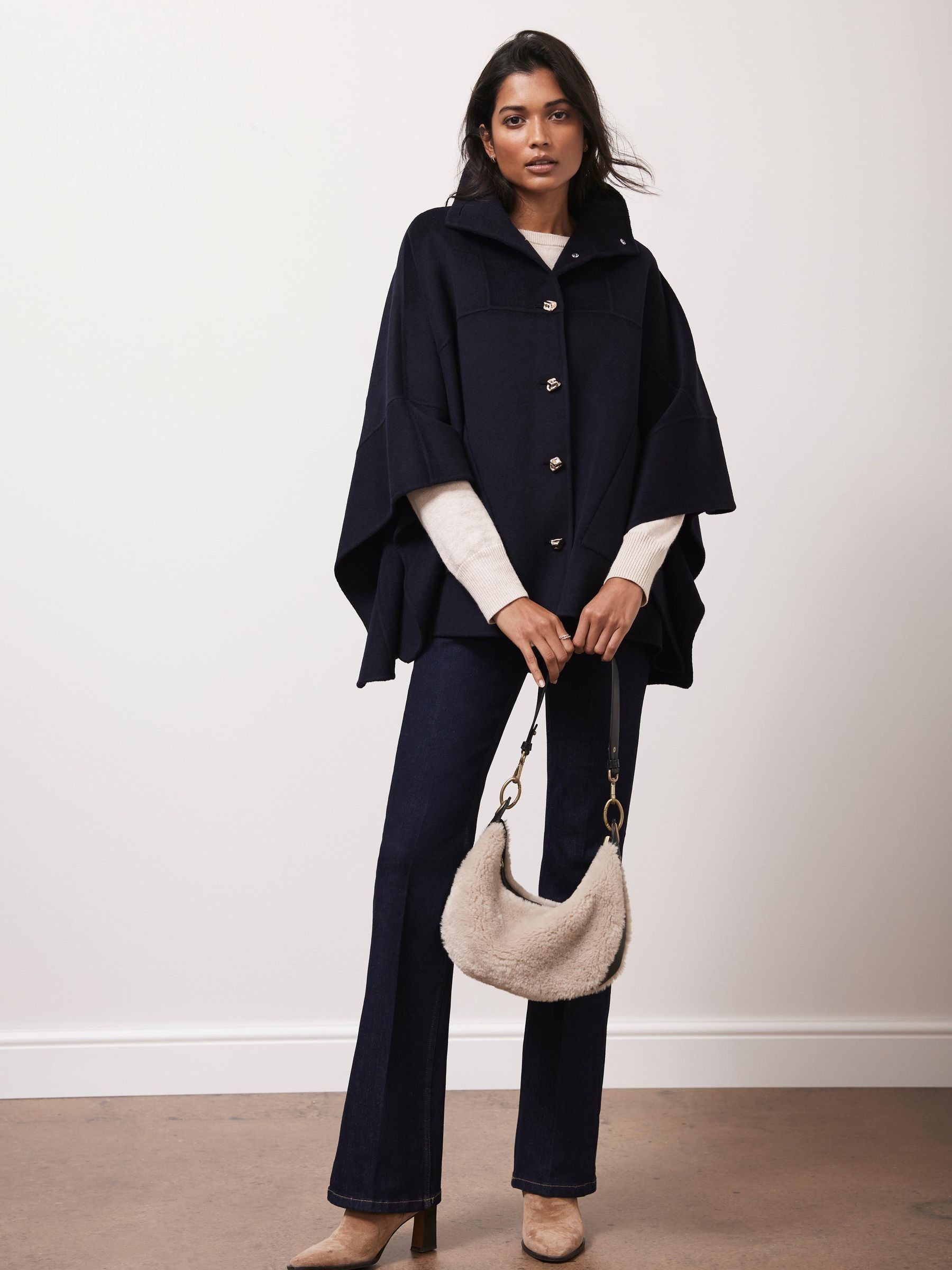 Buy Mint Velvet Blue Wool Blend Cape from the Next UK online shop