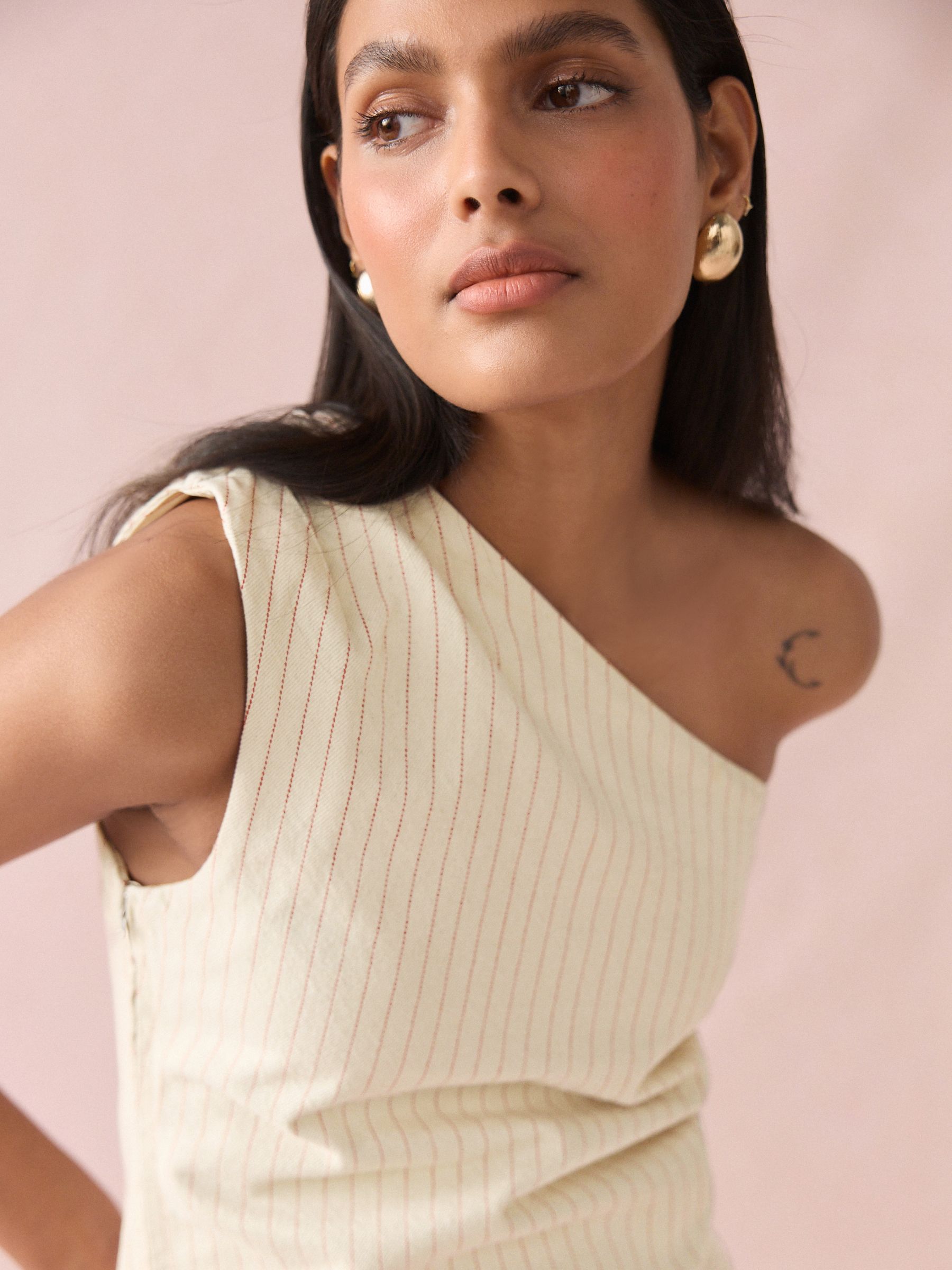 Buy Striped One shoulder Denim Top from the Next UK online shop