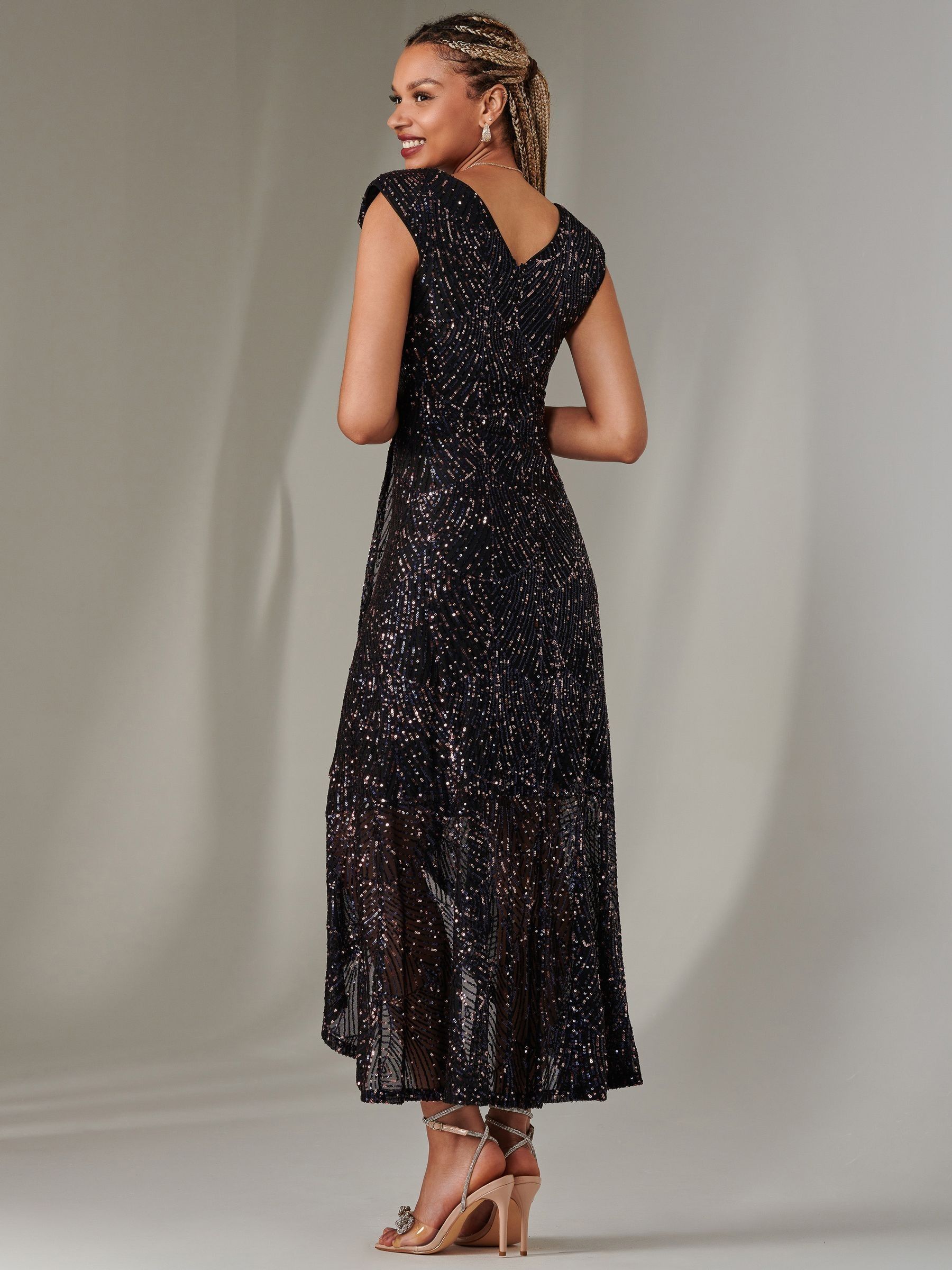 Buy Jolie Moi Blue Sequin Ruffle Hem Maxi Dress from the Next UK online ...