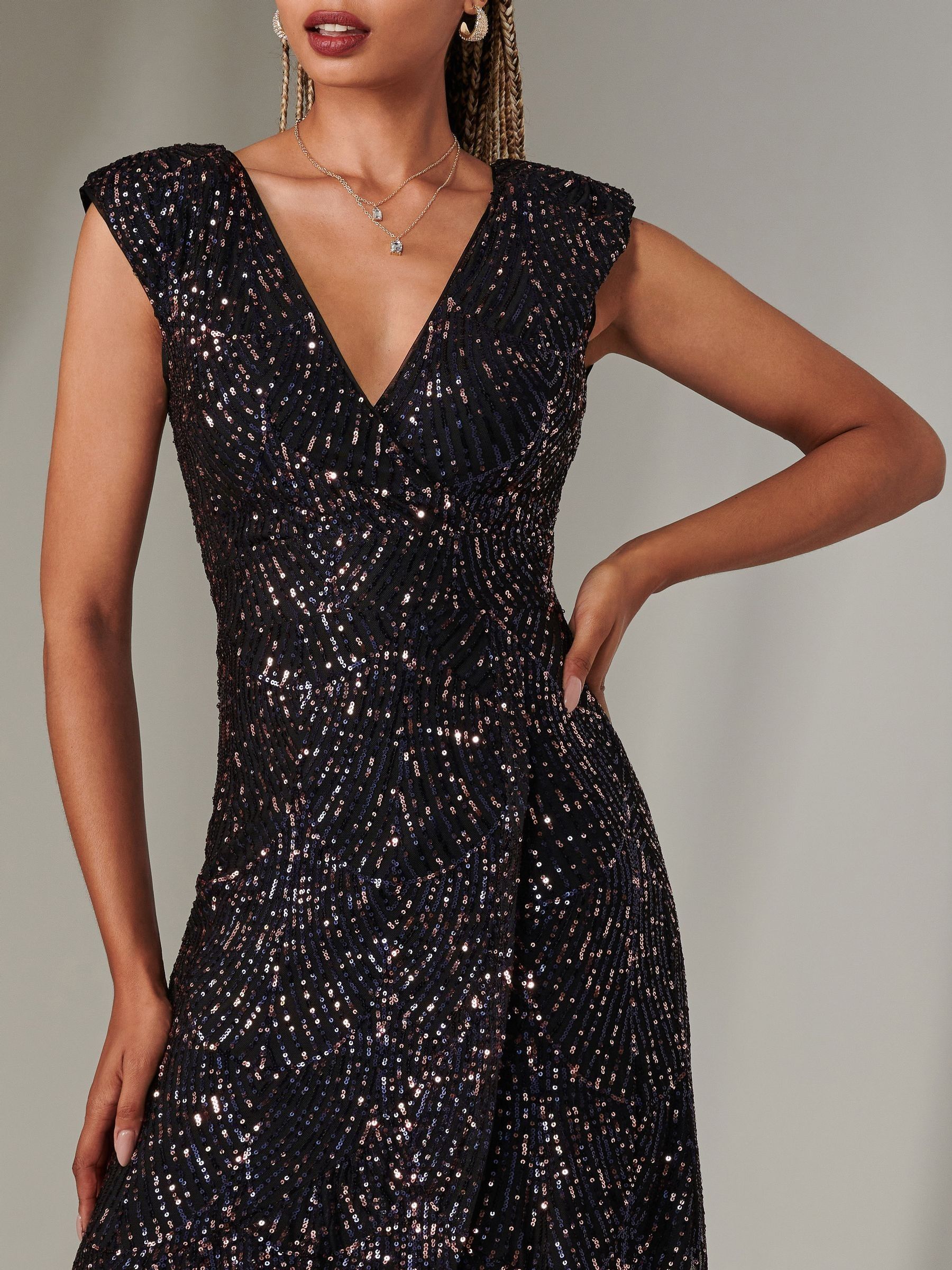 Buy Jolie Moi Blue Sequin Ruffle Hem Maxi Dress from the Next UK online ...