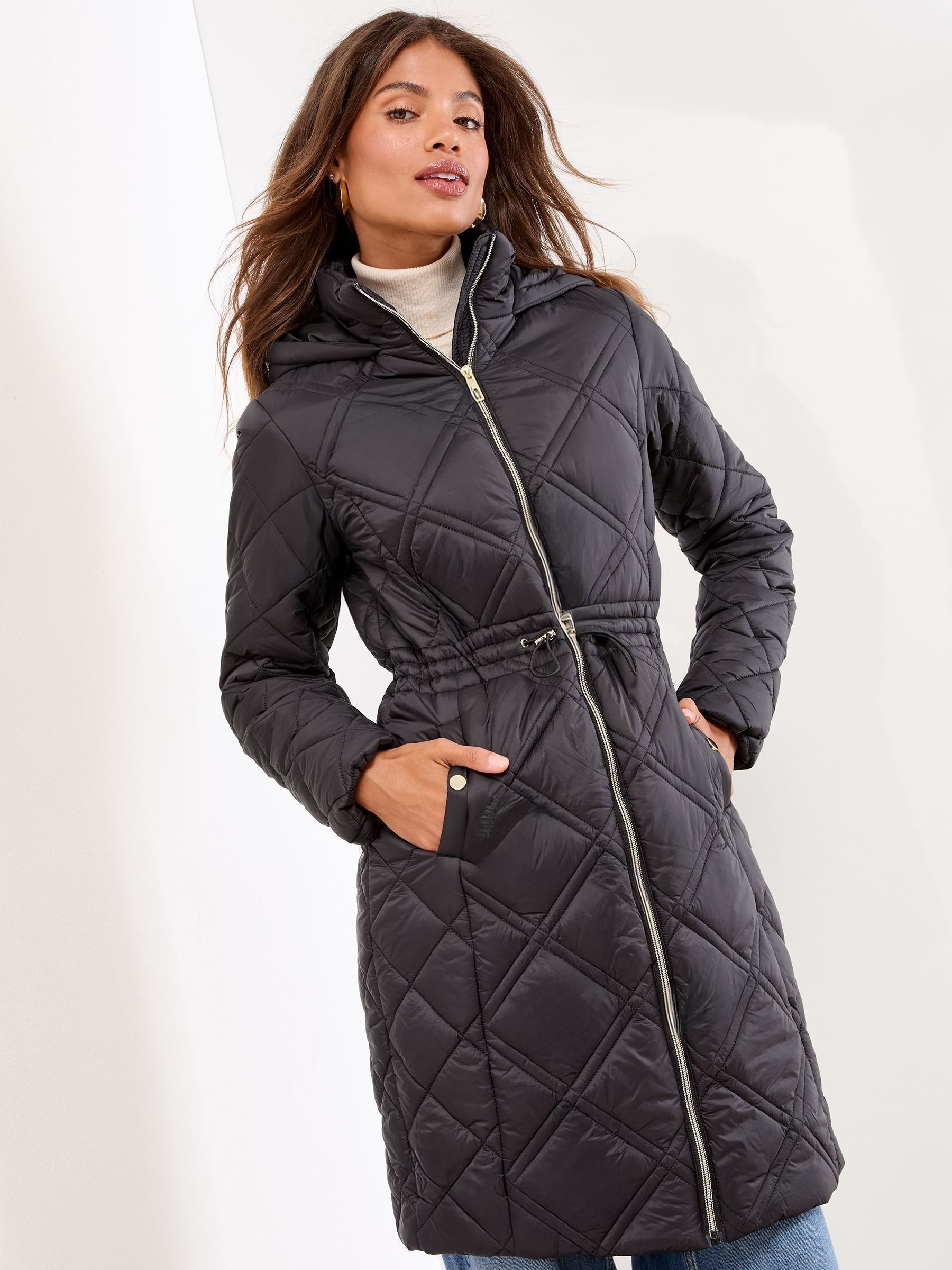 Buy Lipsy Black Mid Length Shower Resistant Padded Coat from Next Ireland