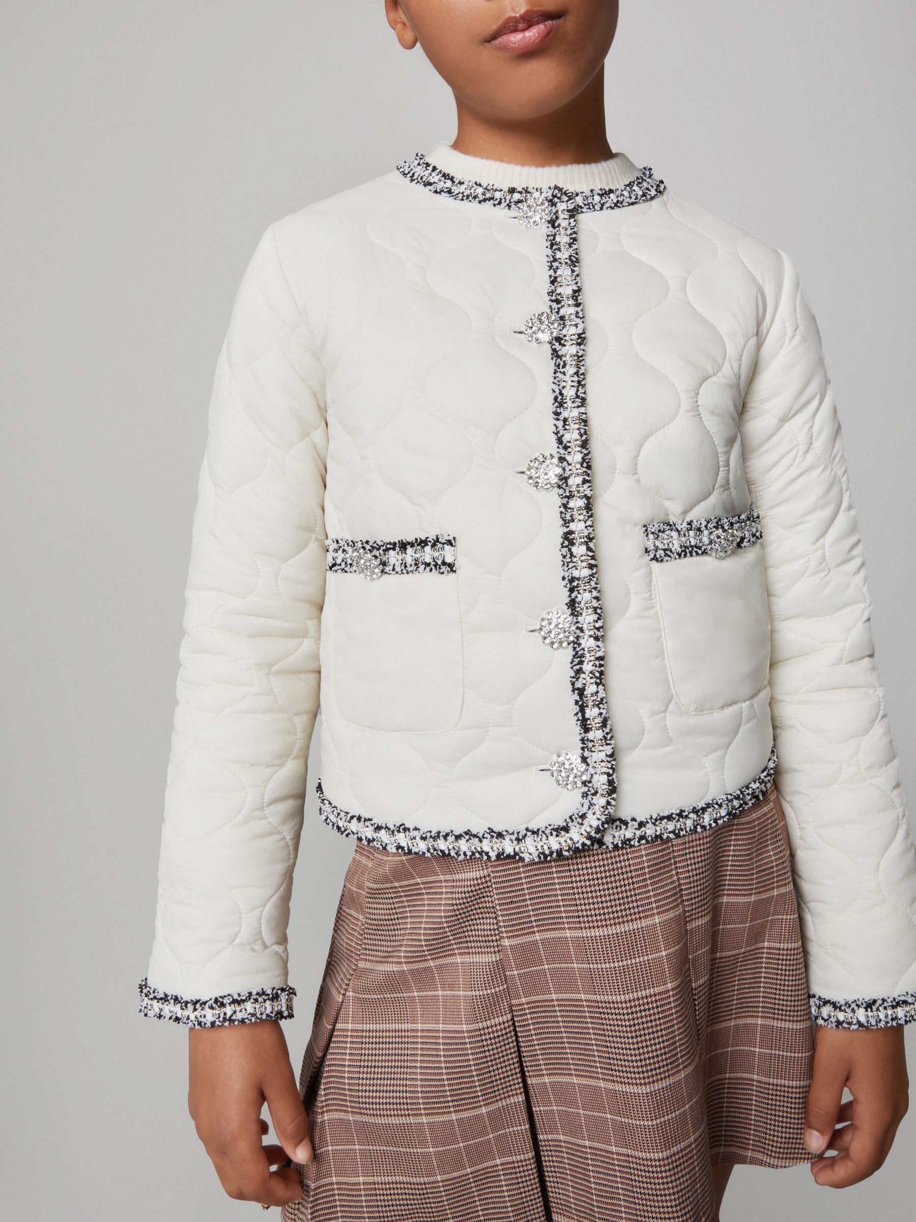 Buy Lipsy Cream Quilted Boucle Trim Jacket (5-16yrs) from Next Australia