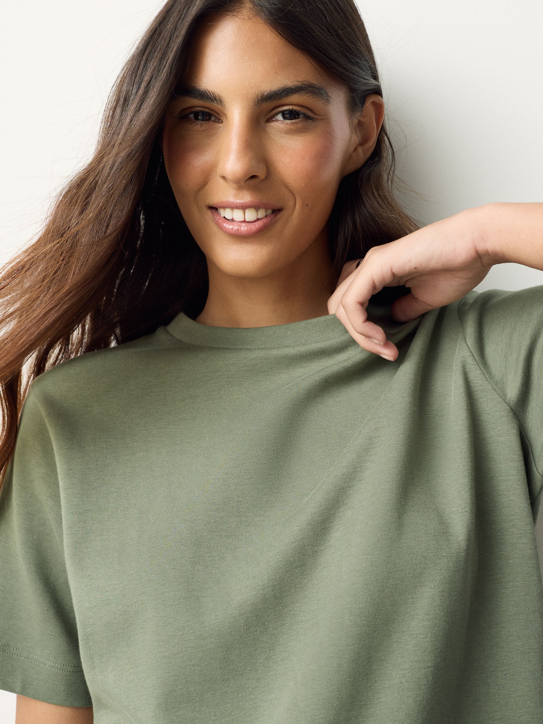 Buy Khaki Green Heavyweight Short Sleeve Crew Neck T-Shirt from Next ...