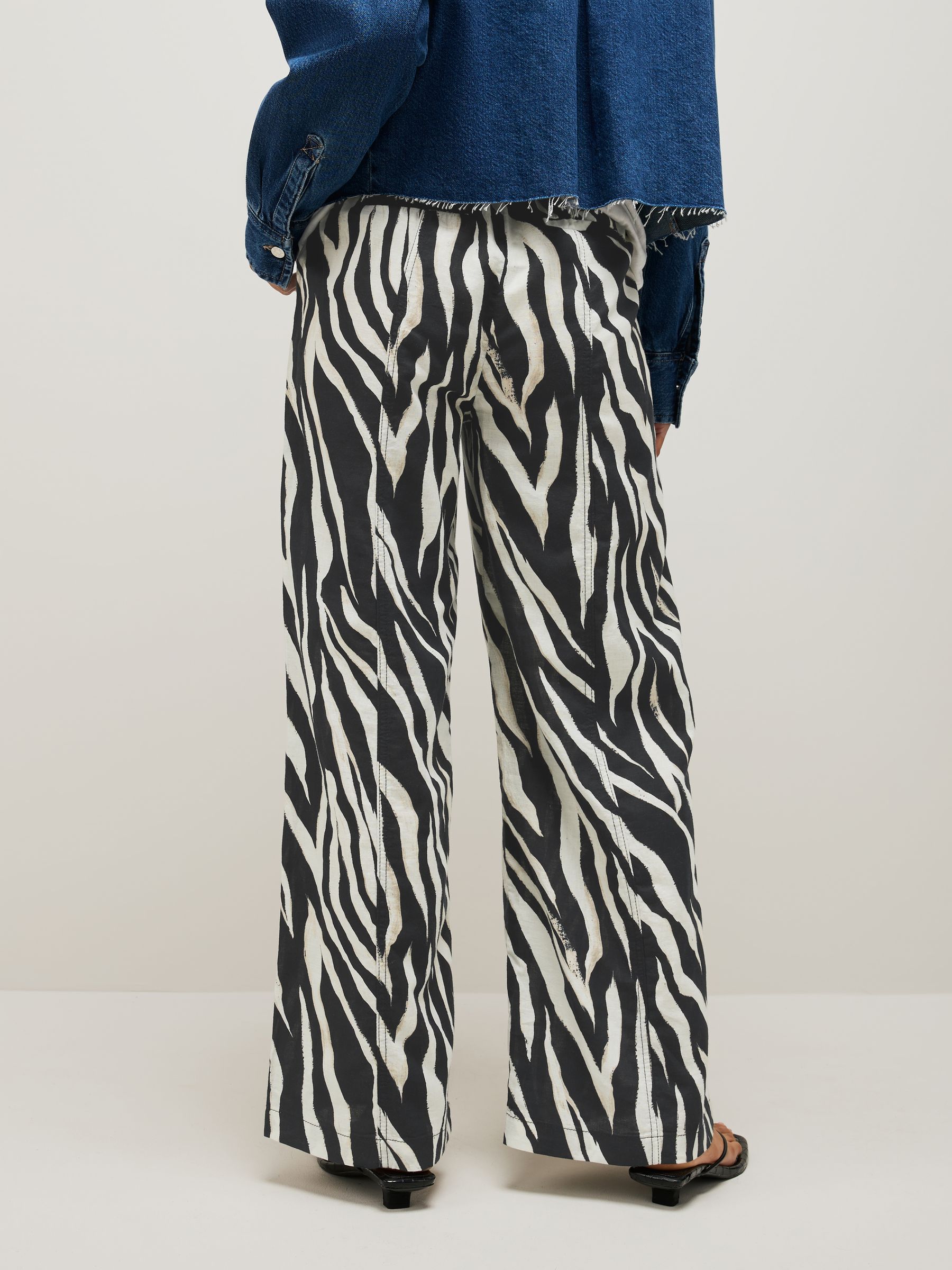 Buy Zebra Wide Leg Pull-On Linen Blend Trousers from the Next UK online ...