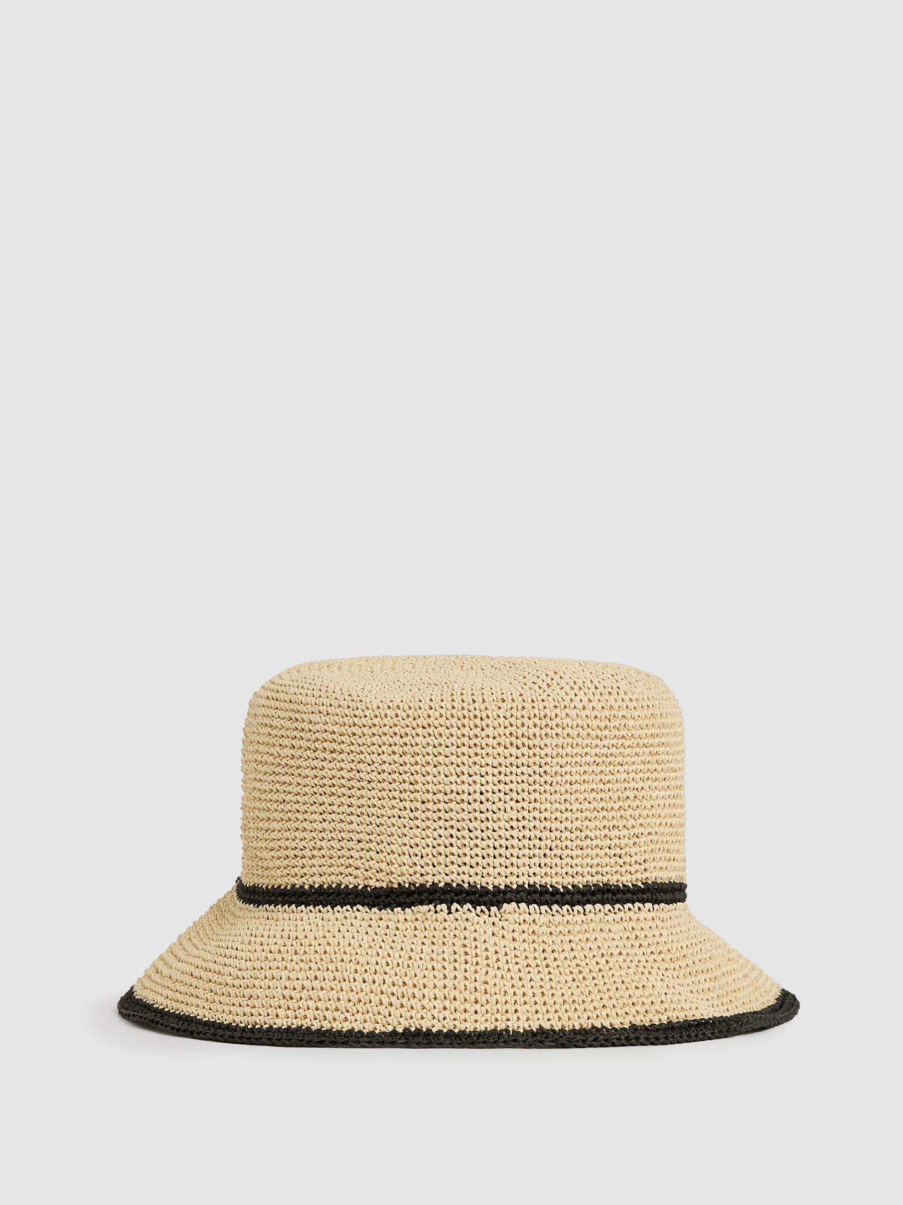 Buy Reiss Natural Edith Tipped Straw Effect Hat from the Next UK online ...