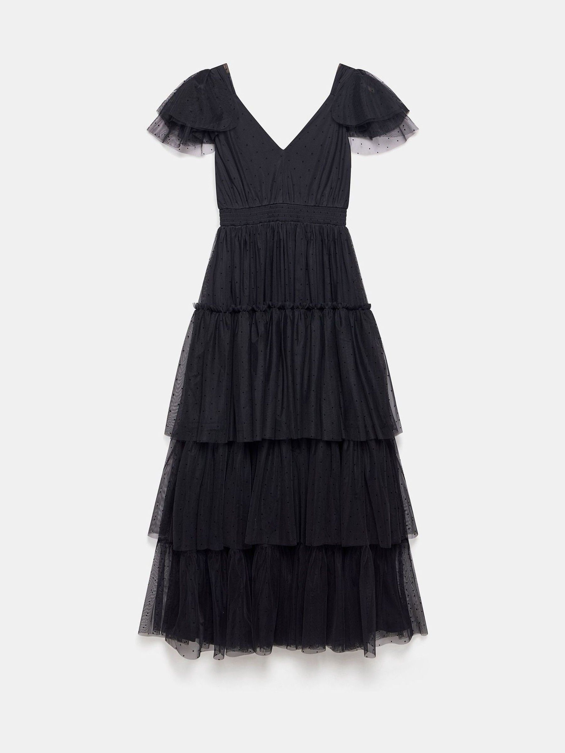 Buy Mint Velvet Black Spot Tulle Ruffle Maxi Dress from the Next UK ...