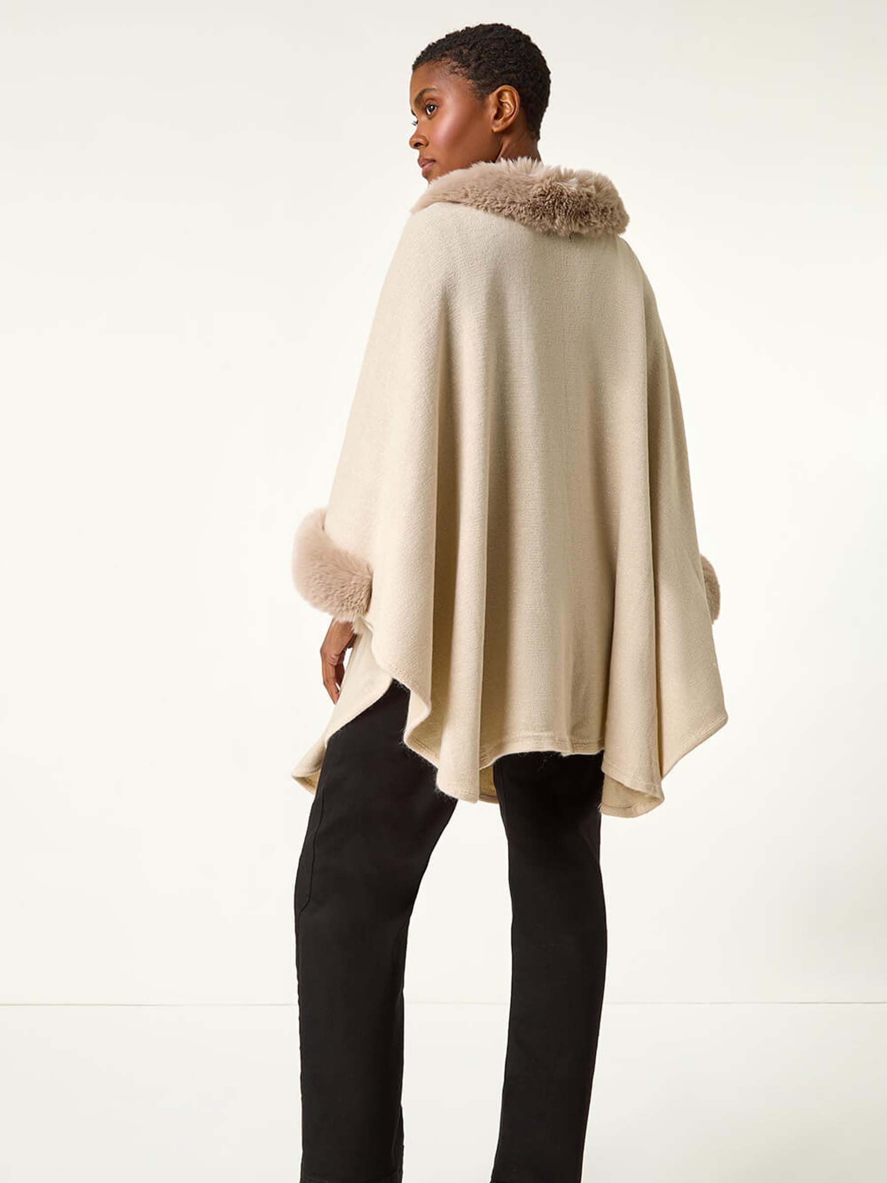 Buy Roman Natural Faux Fur Button Up Poncho from the Next UK online shop