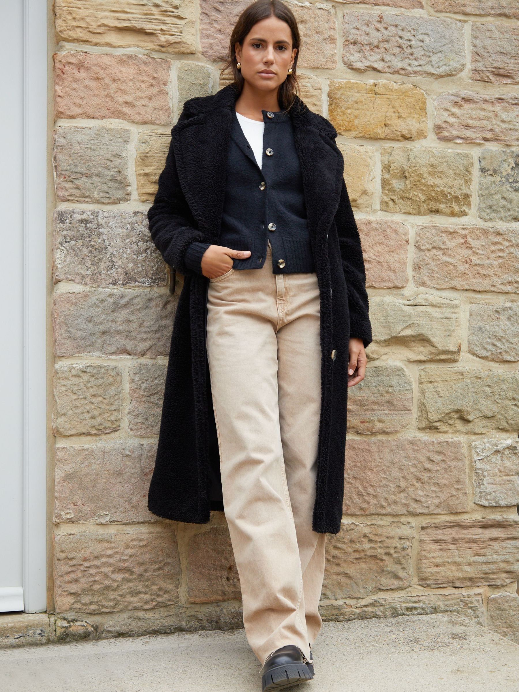 Buy Threadbare Black Longline Borg Coat from the Next UK online shop
