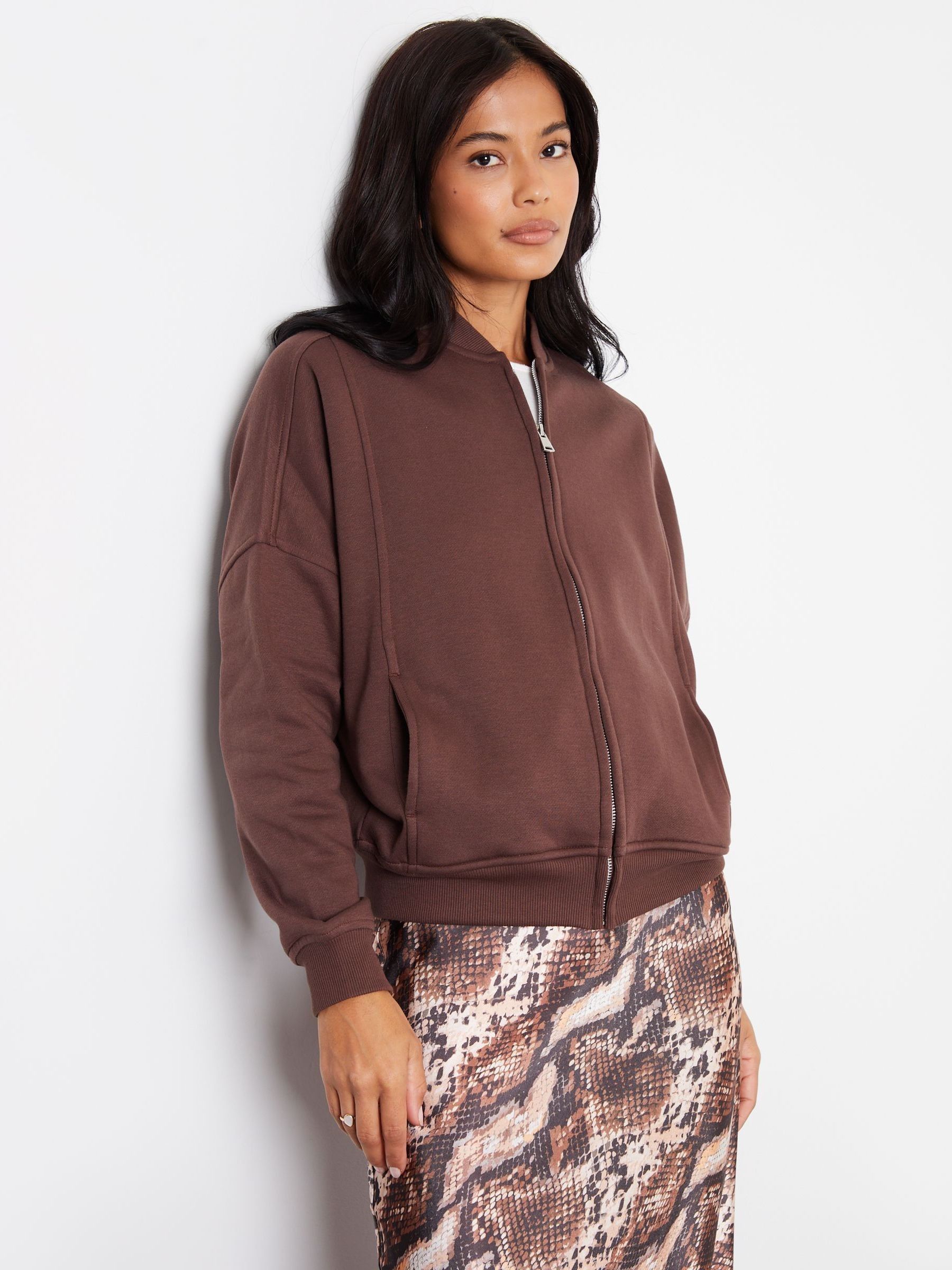 Buy Threadbare Brown Zip-Up Sweat Bomber Jacket from Next Australia