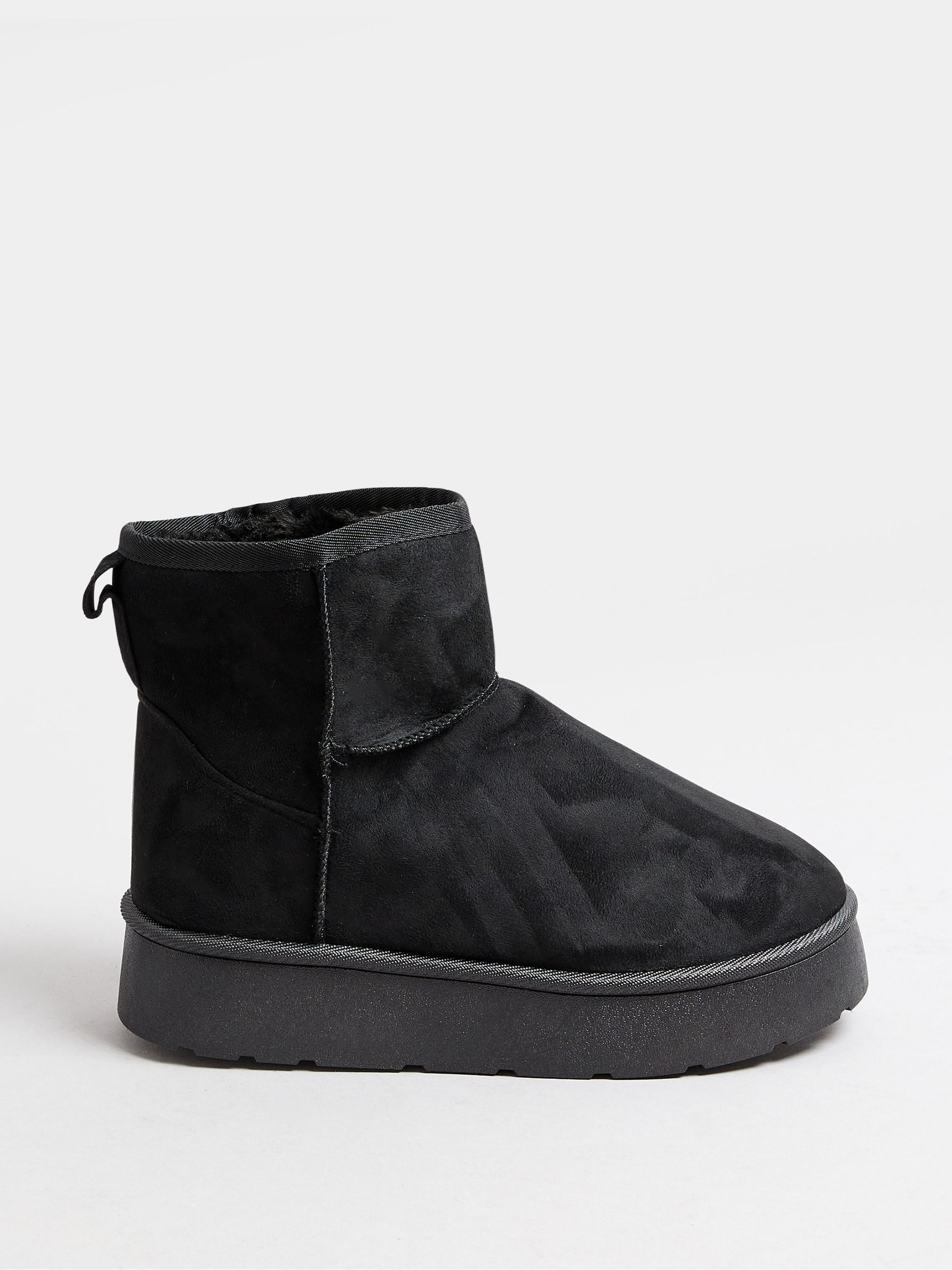 Buy Yours Curve Black Wide Fit Faux Fur Lined Microsuede Boots from the ...