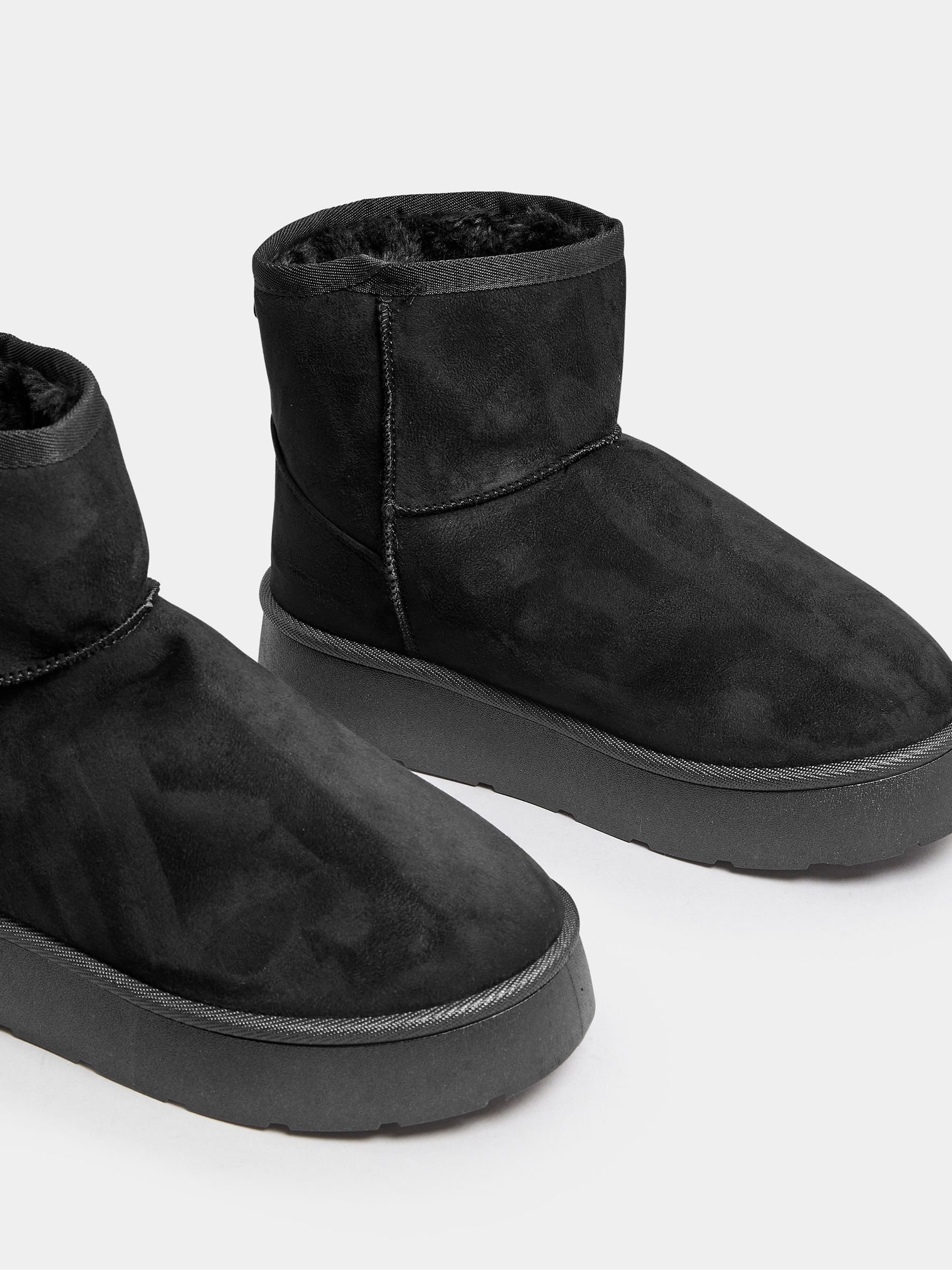 Buy Yours Curve Black Wide Fit Faux Fur Lined Microsuede Boots from the ...