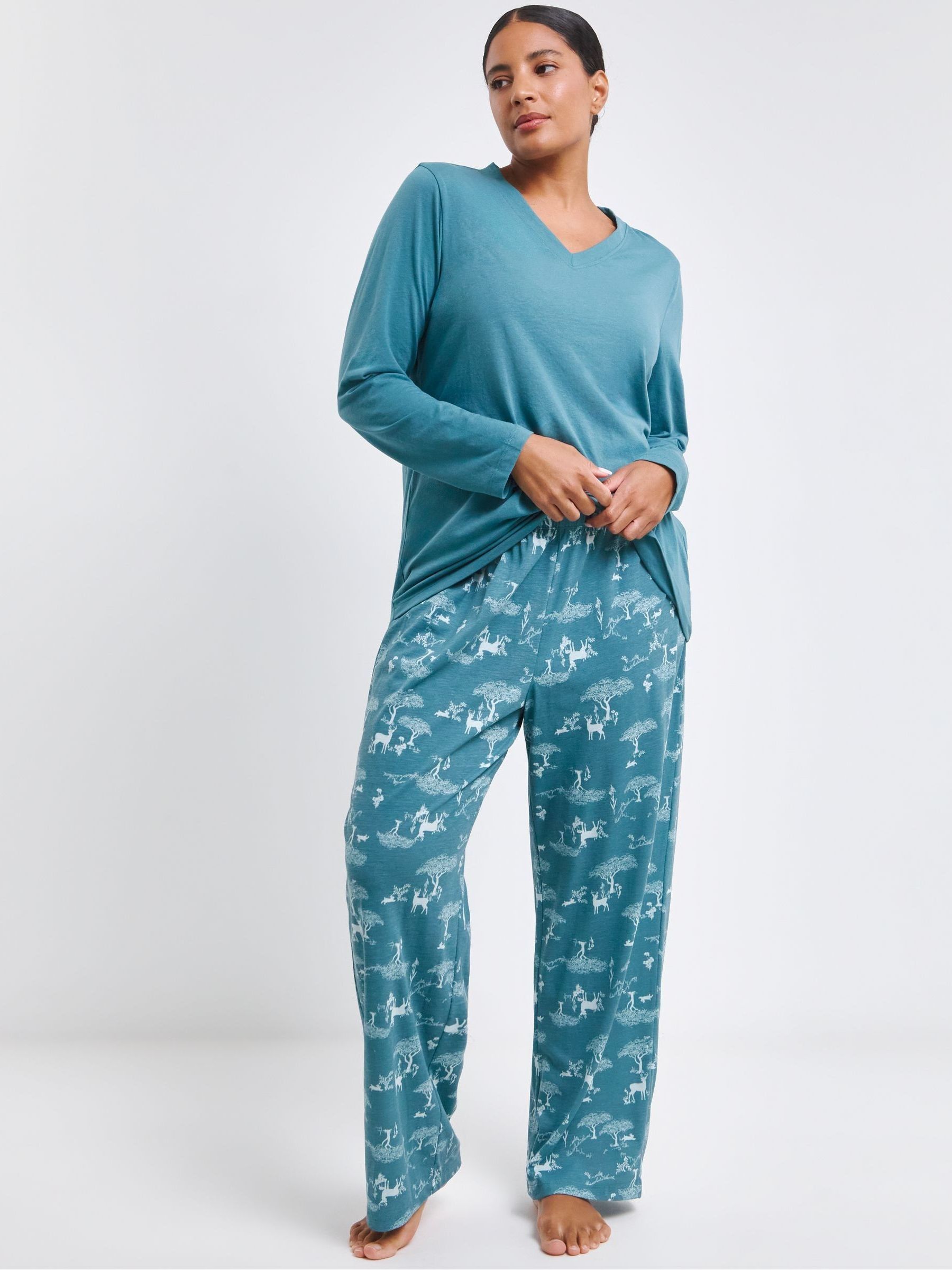 Buy Simply Be Blue Pretty Secrets Value Long Sleeve Pyjamas Set from ...