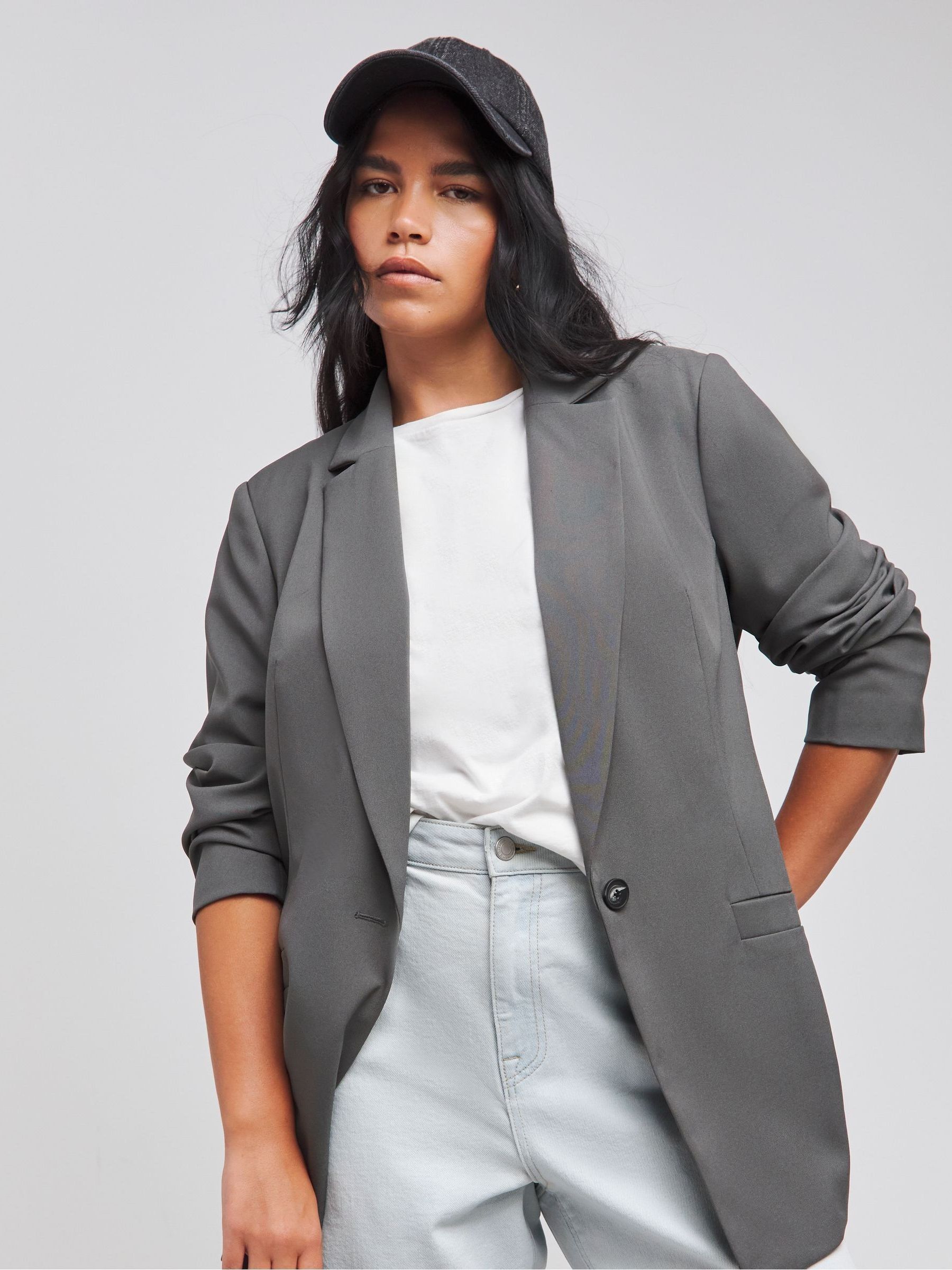 Buy Simply Be Grey Single Breasted Blazer from the Next UK online shop