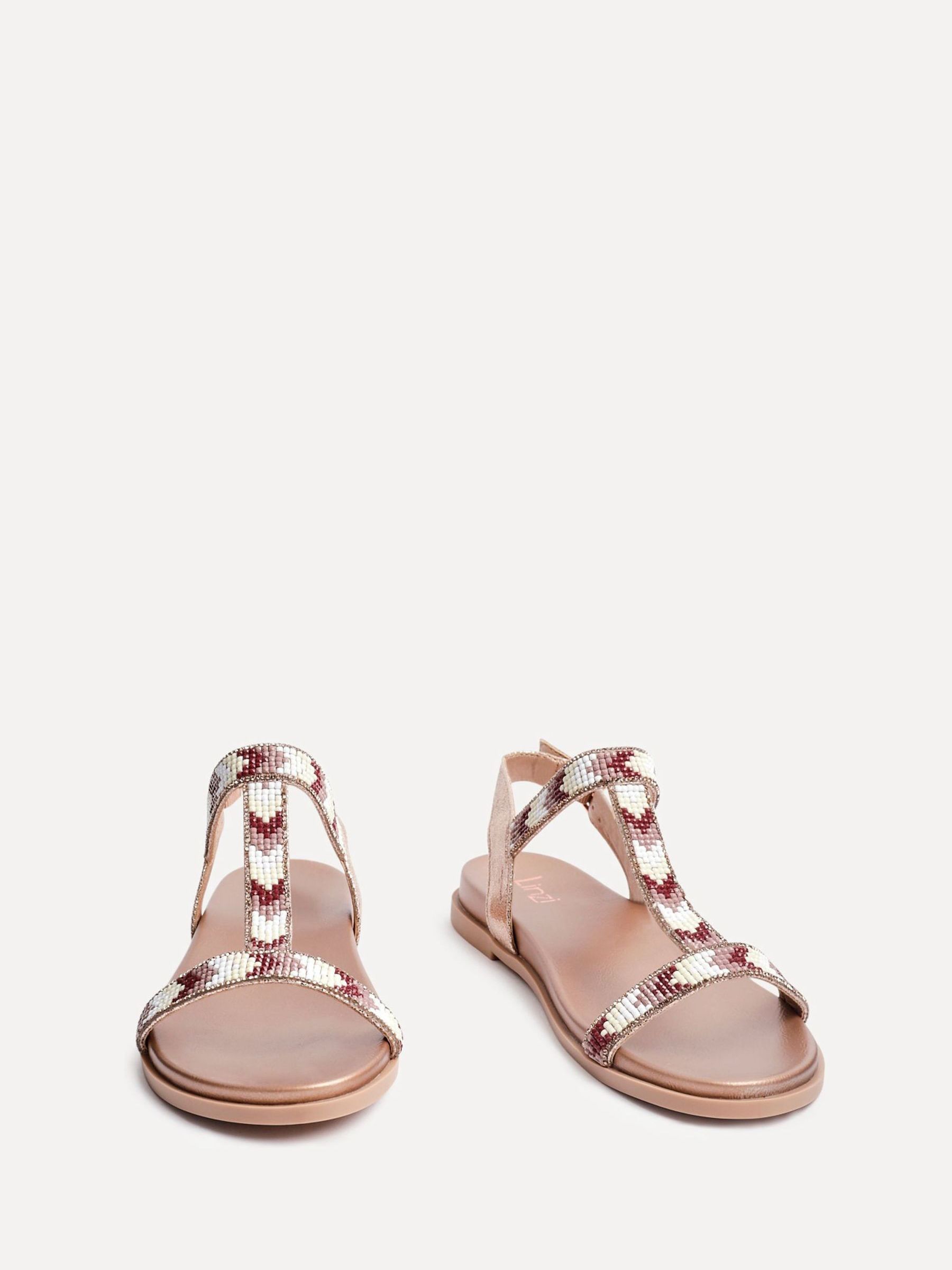 Buy Linzi Rose Gold Sandie T-Bar Embellished Flat Sandals from Next Spain