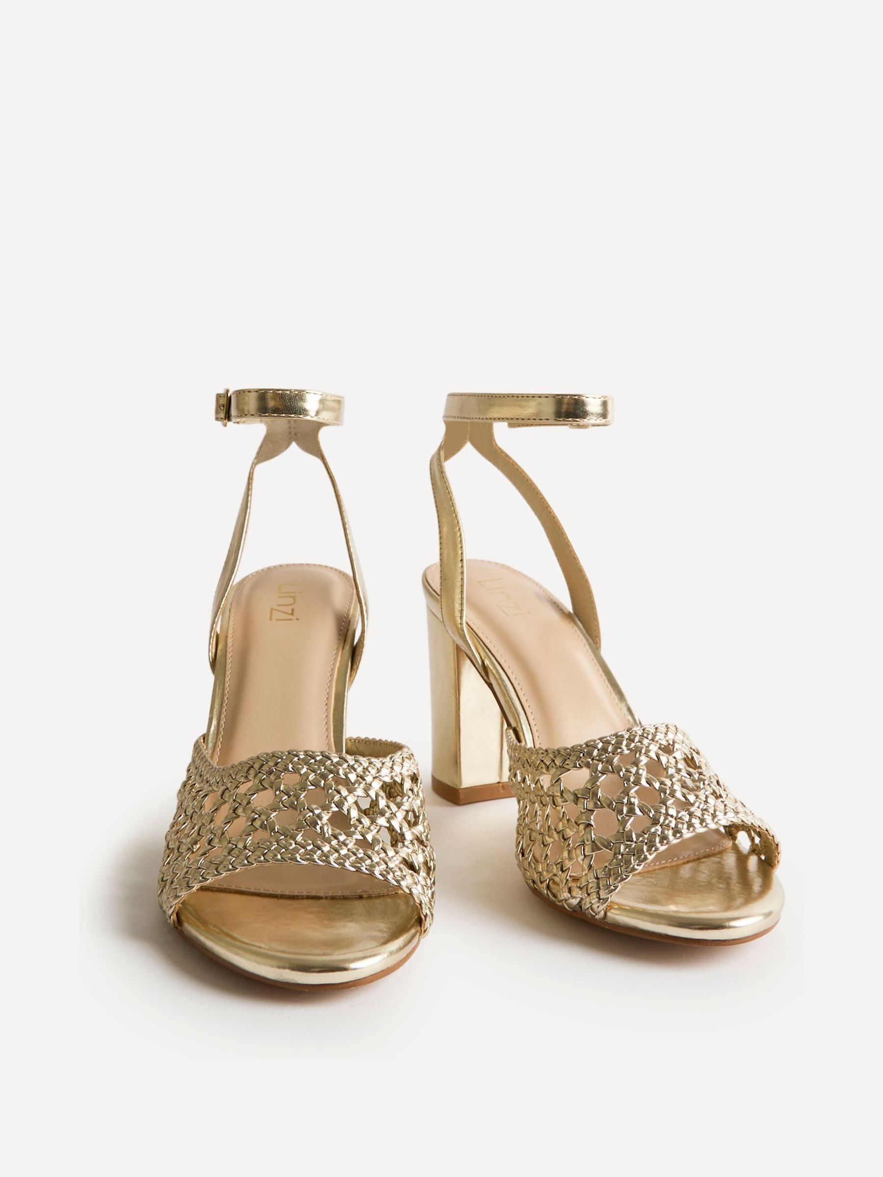 Buy Linzi Gold Bridget Handwoven Block Heeled Sandals from the Next UK ...