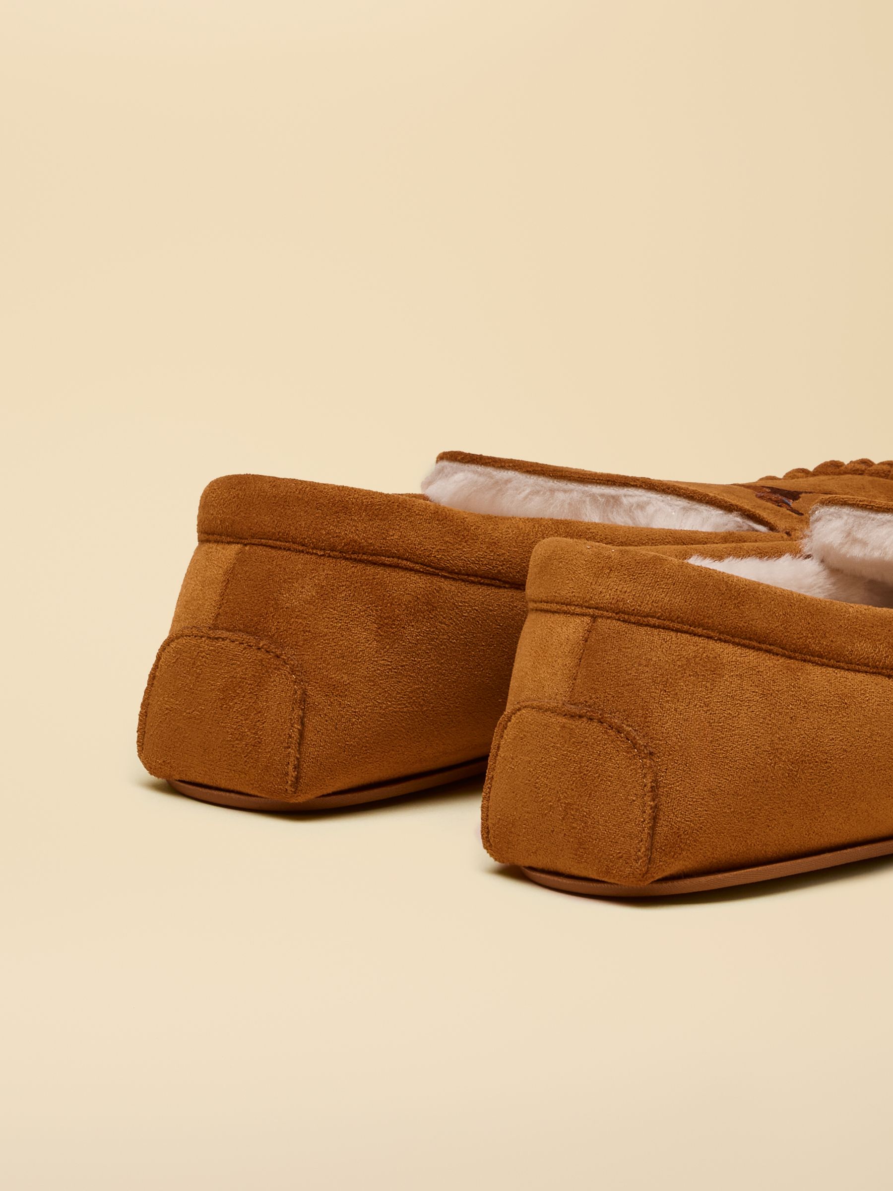 Buy Joules Men's Winchester Tan Brown Embroidered Moccasin Slipper from ...