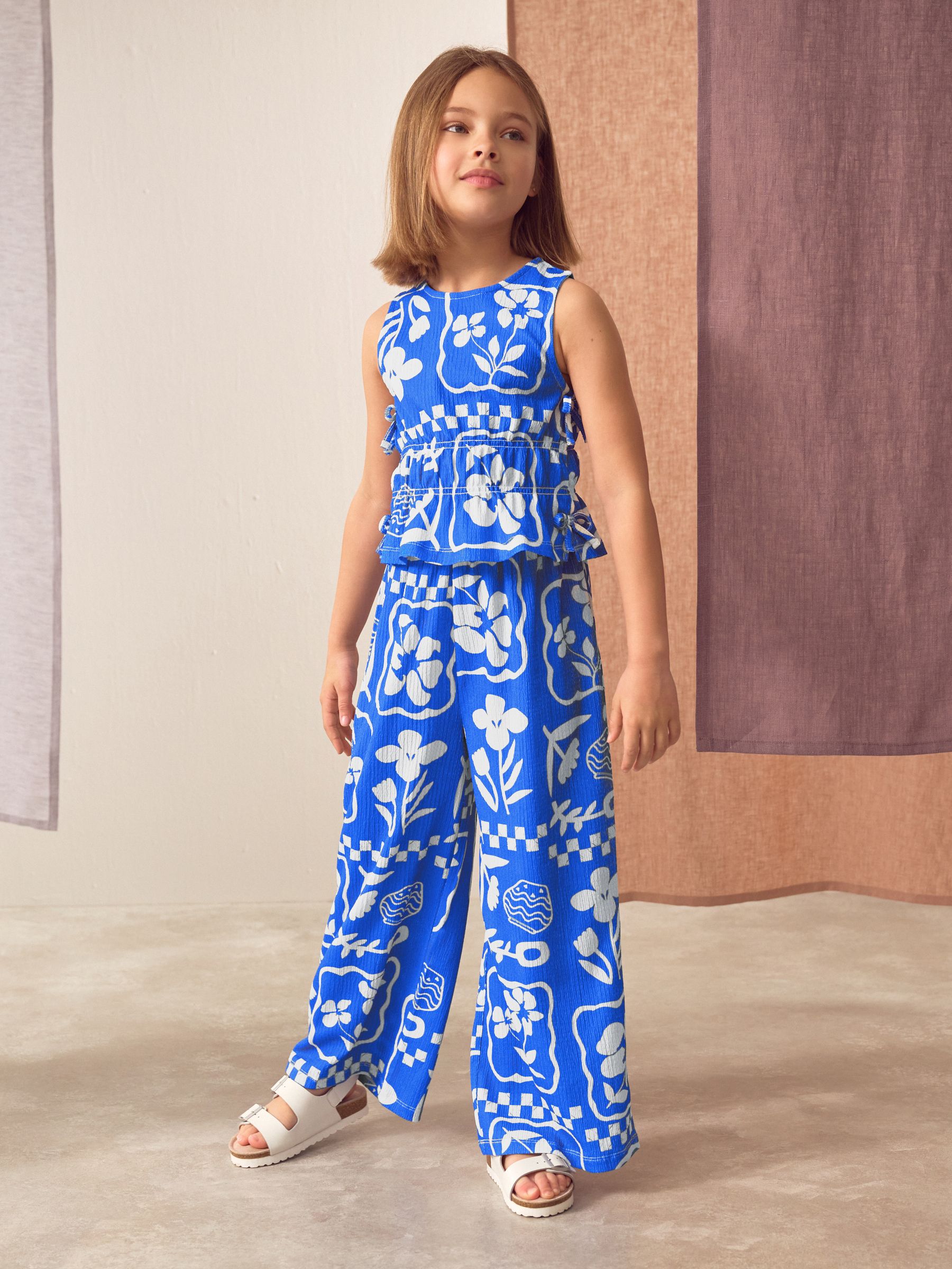 Buy Blue Top and Wide Leg Trousers Set (3-16yrs) from the Next UK ...