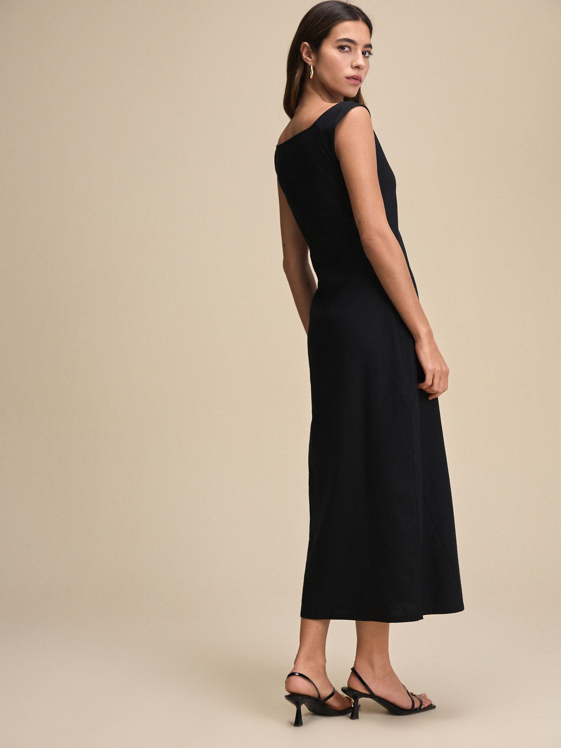Buy Black Boat Neck Maxi Linen Blend Dress from the Next UK online shop