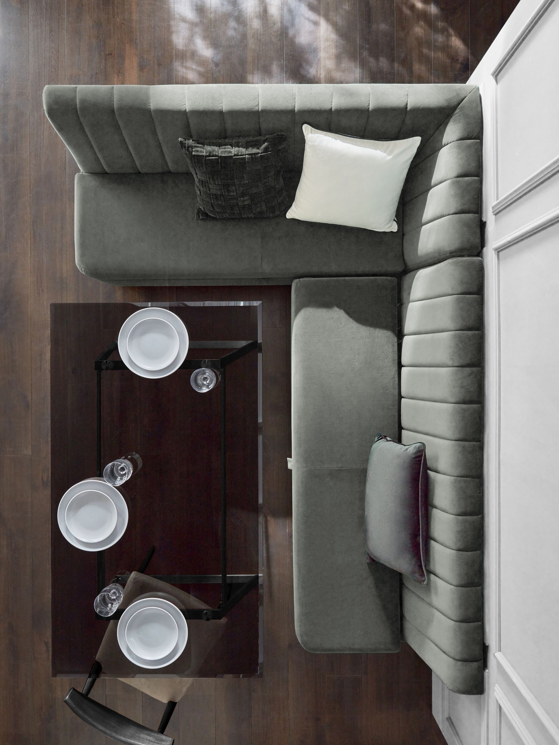 Buy Soft Velvet Grey Anderson Storage Left Hand Corner Dining Bench ...