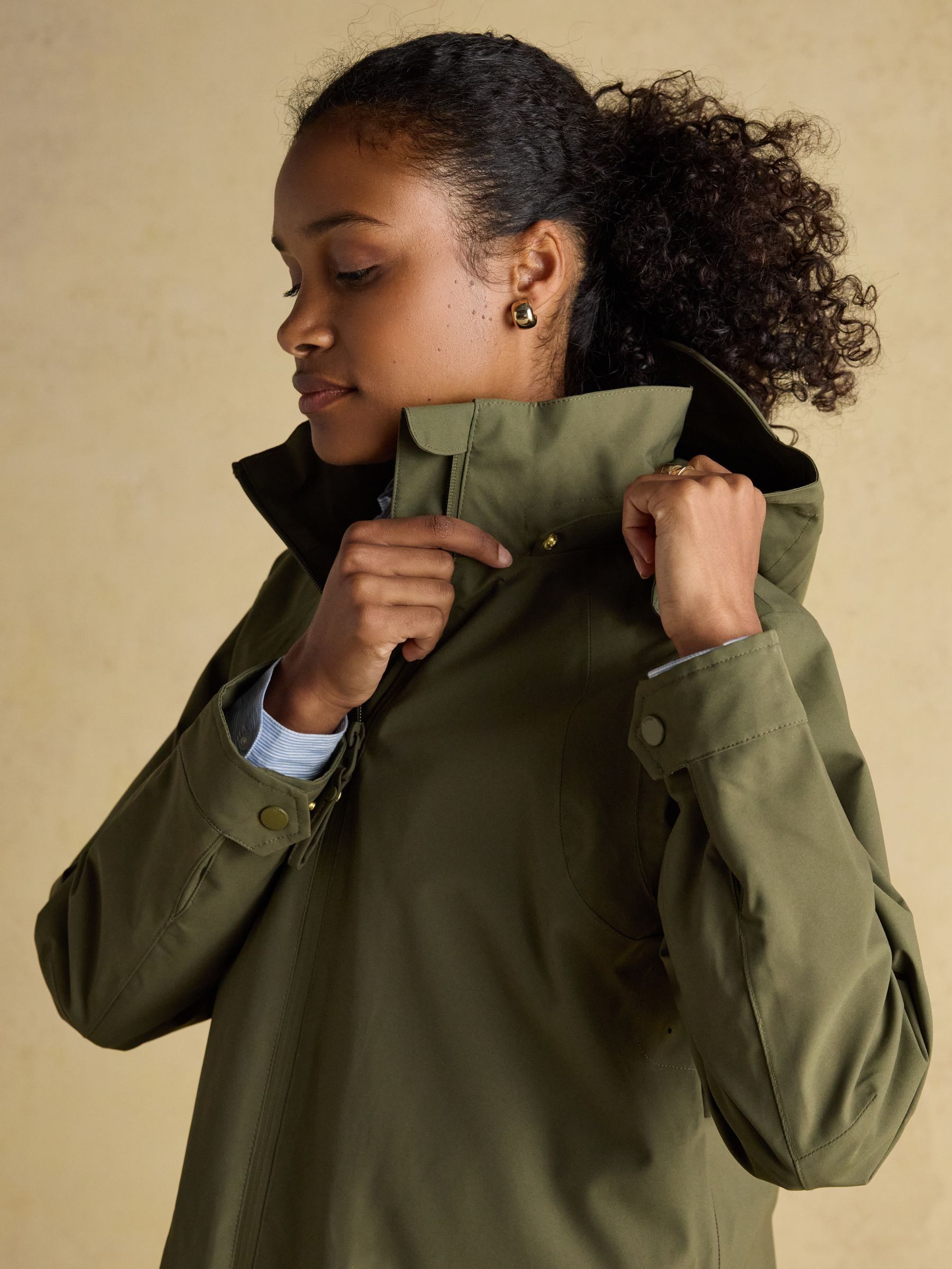 Buy Joules Rainaway Khaki Green Lightweight Waterproof Longline ...