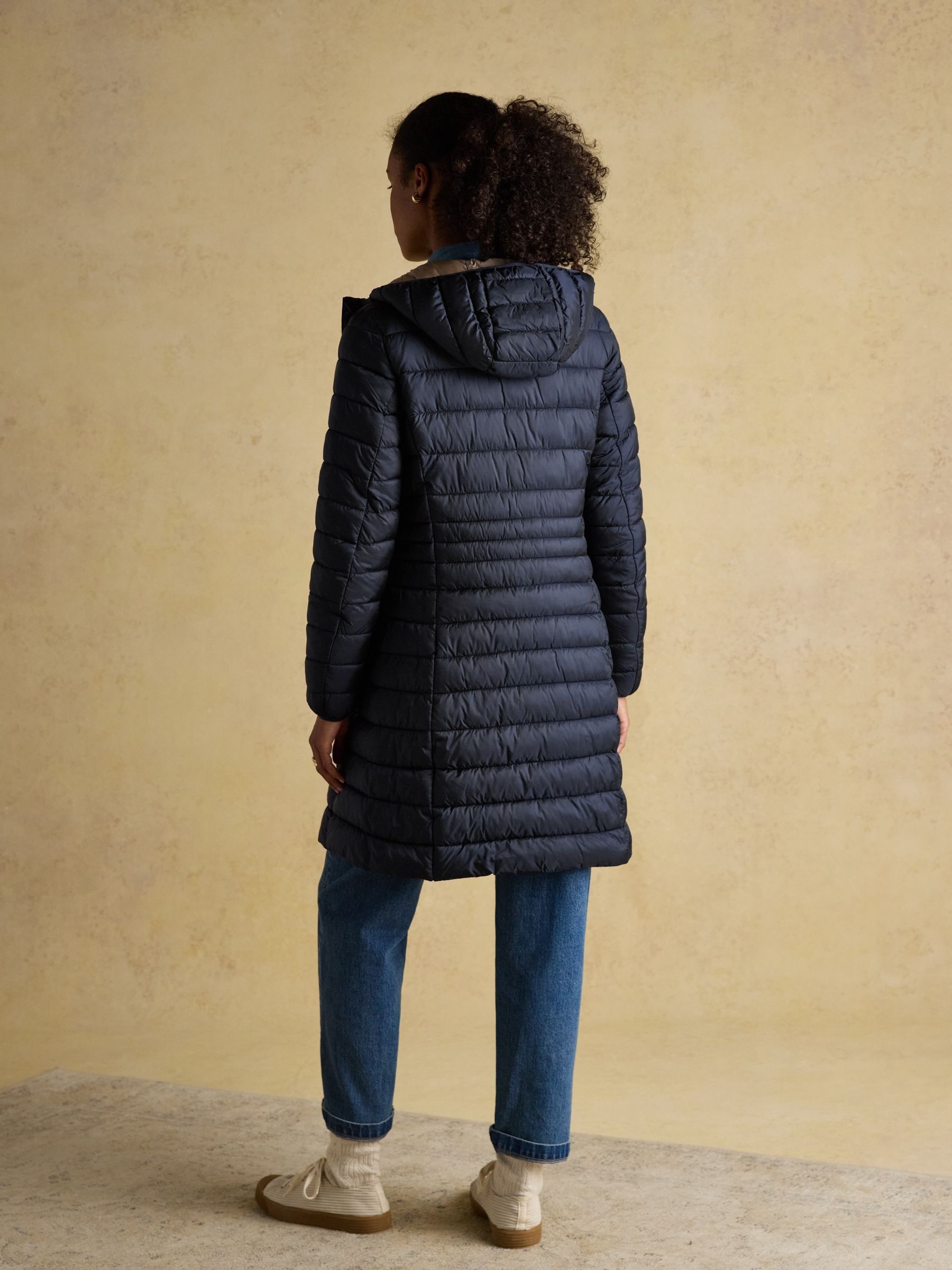 Buy Joules Kenley Navy Showerproof Long Padded Coat with Hood from the ...