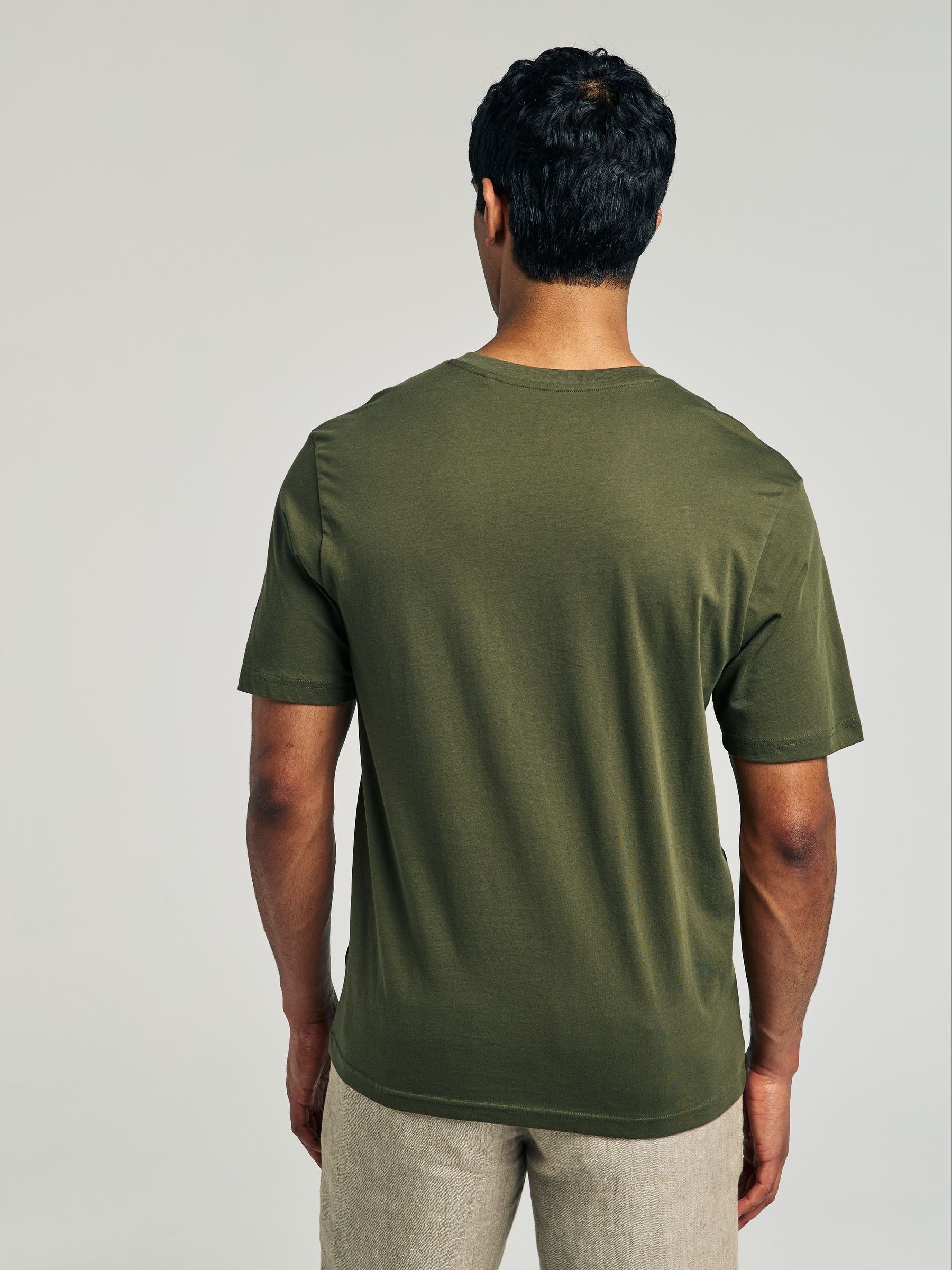 Buy Green Khaki Regular Fit Essential V-Neck T-Shirt from the Next UK ...