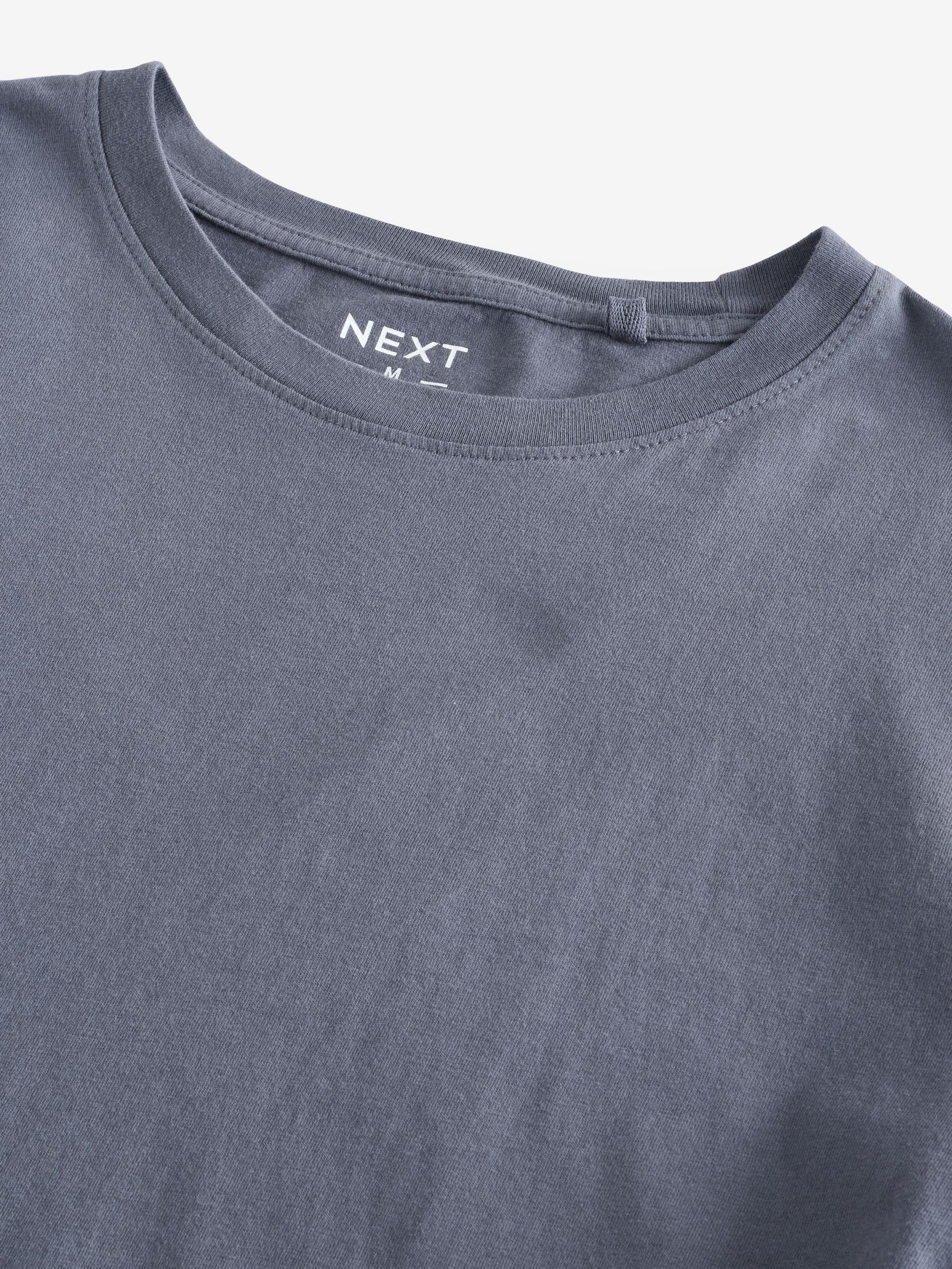 Buy Grey Slate Slim Fit Essential Crew Neck Cotton T-Shirt from the ...