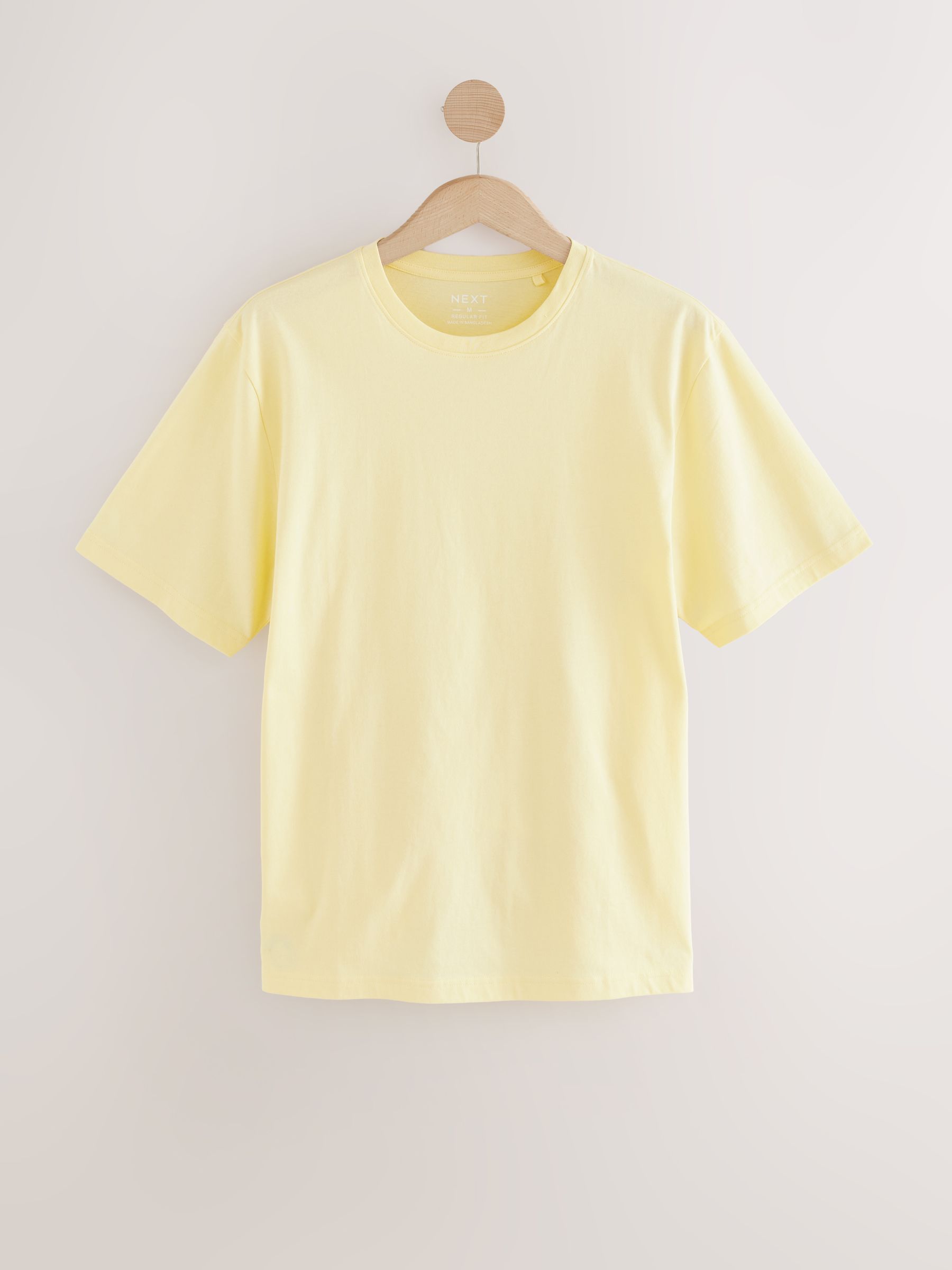 Buy Yellow Regular Fit Essential Crew Neck Cotton T-Shirt from the Next ...
