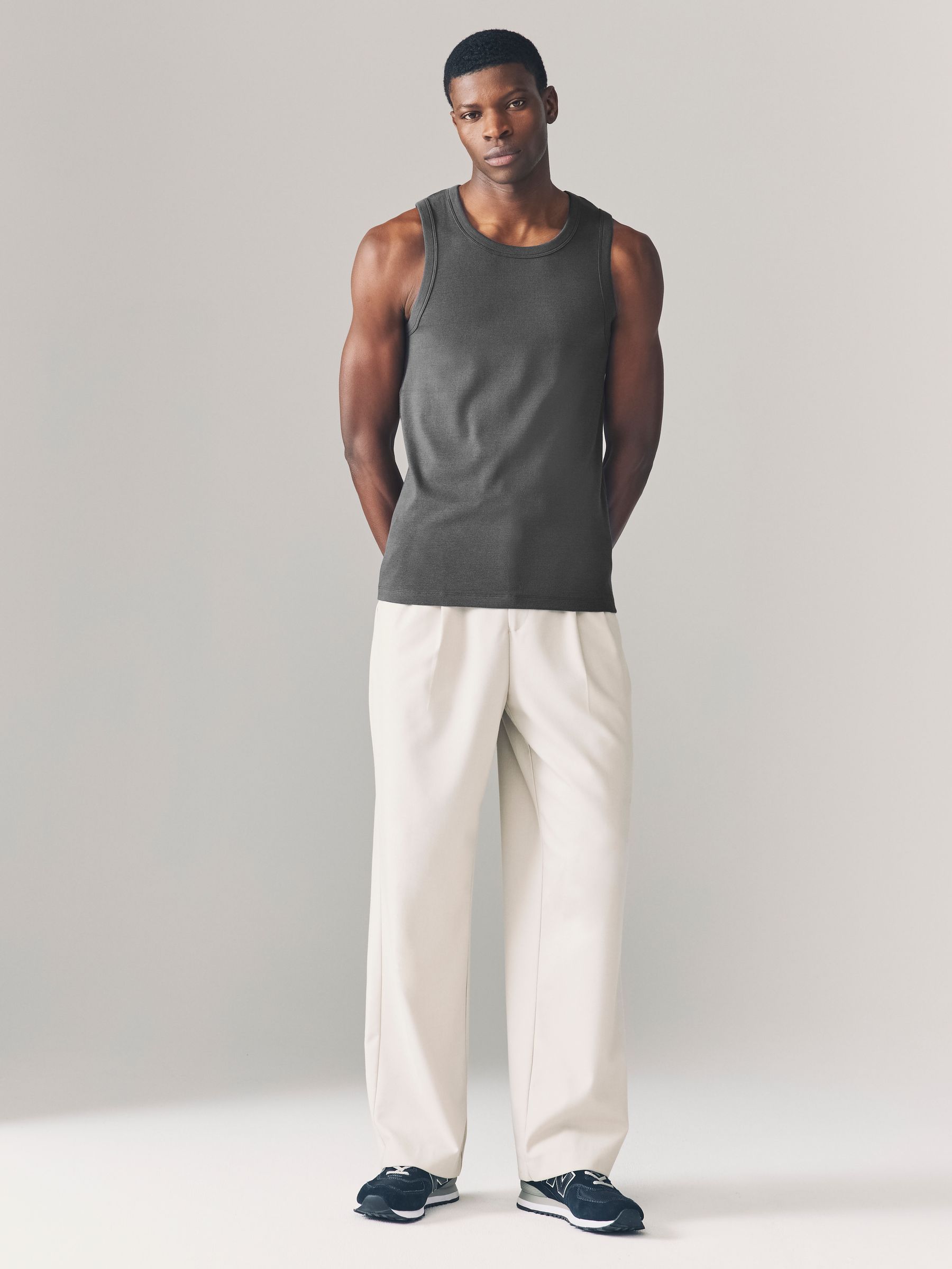 Buy Grey Slim Fit Ribbed Vests from the Next UK online shop