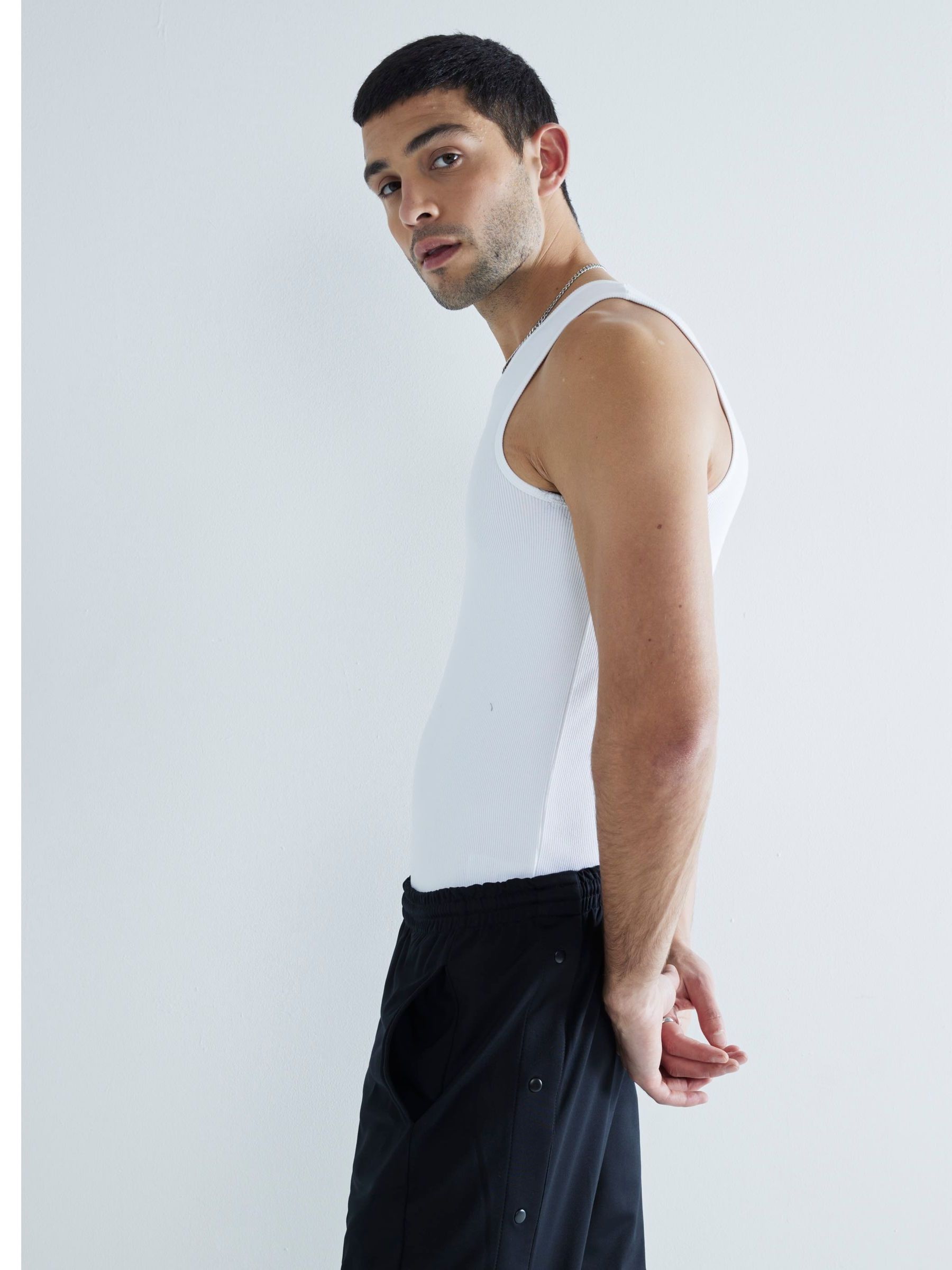 Buy River Island Grey Marl Mixed Muscle fit Ribbed Vests 3 Pack from ...