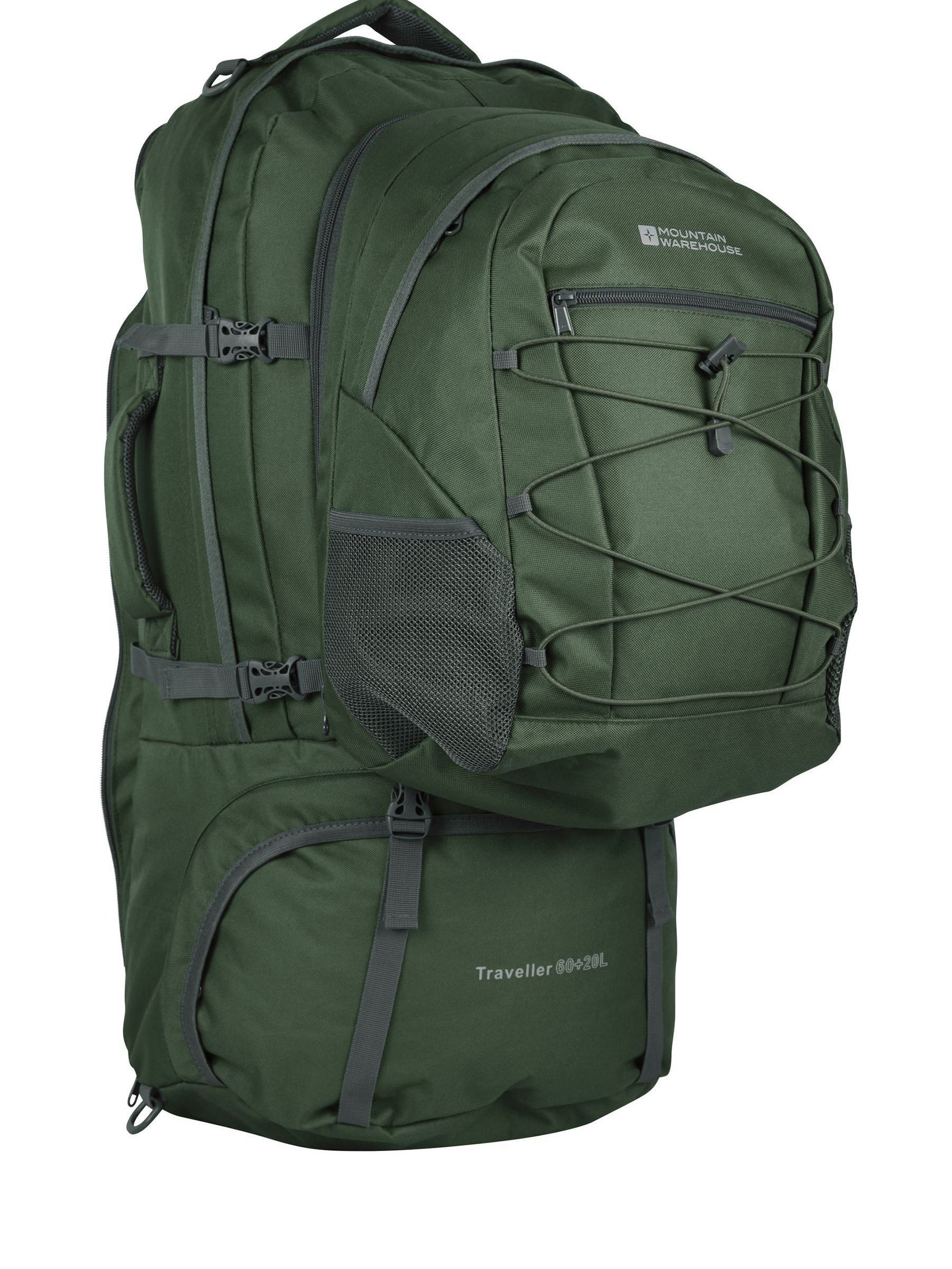 Buy Mountain Warehouse Green Traveller 60 + 20 Litre Rucksack from the ...