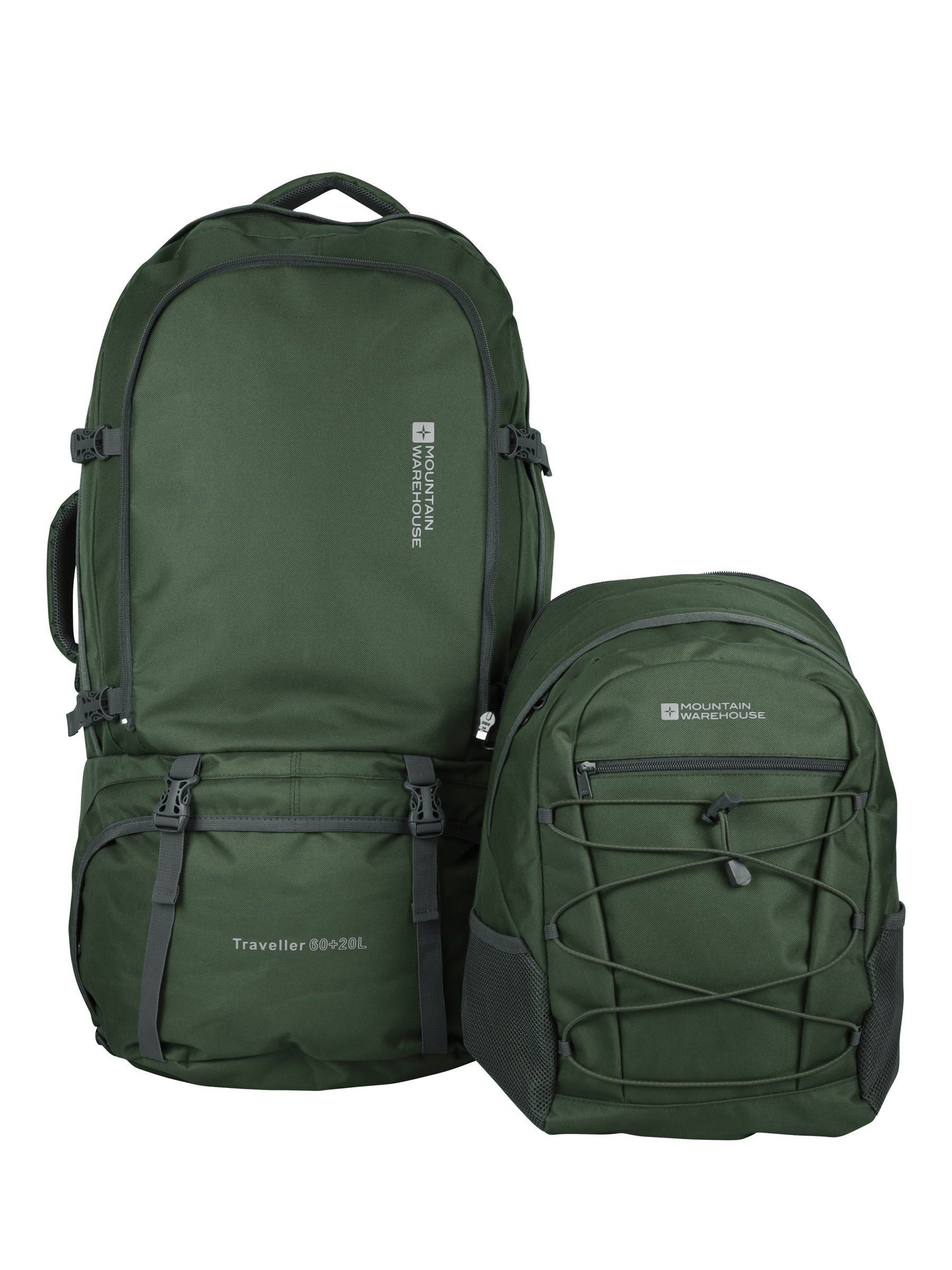 Buy Mountain Warehouse Green Traveller 60 + 20 Litre Rucksack from the ...