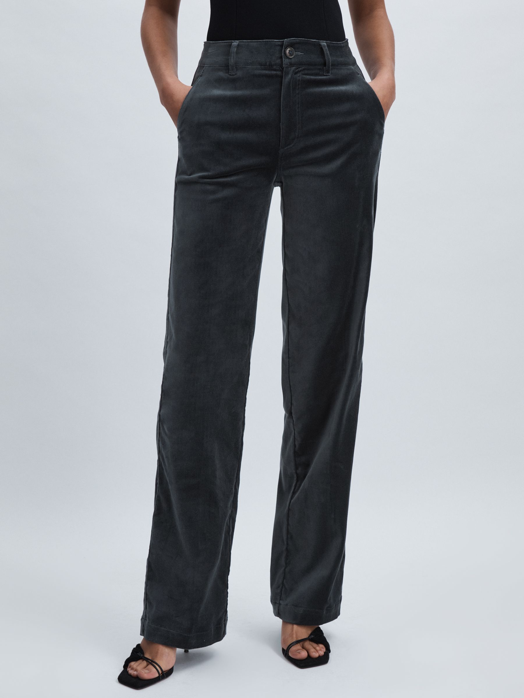 Buy Paige Calico Blue Velvet Wide-Leg Trousers from Next Ireland