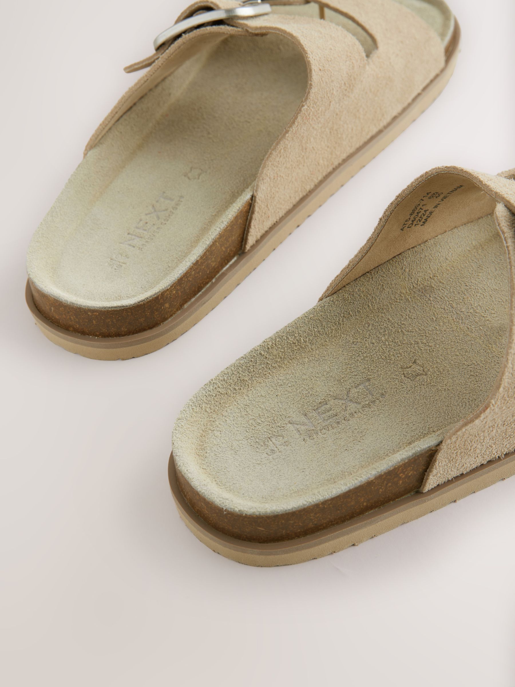 Buy Neutral Suede Standard Fit Double Strap Footbed Sandals from Next ...