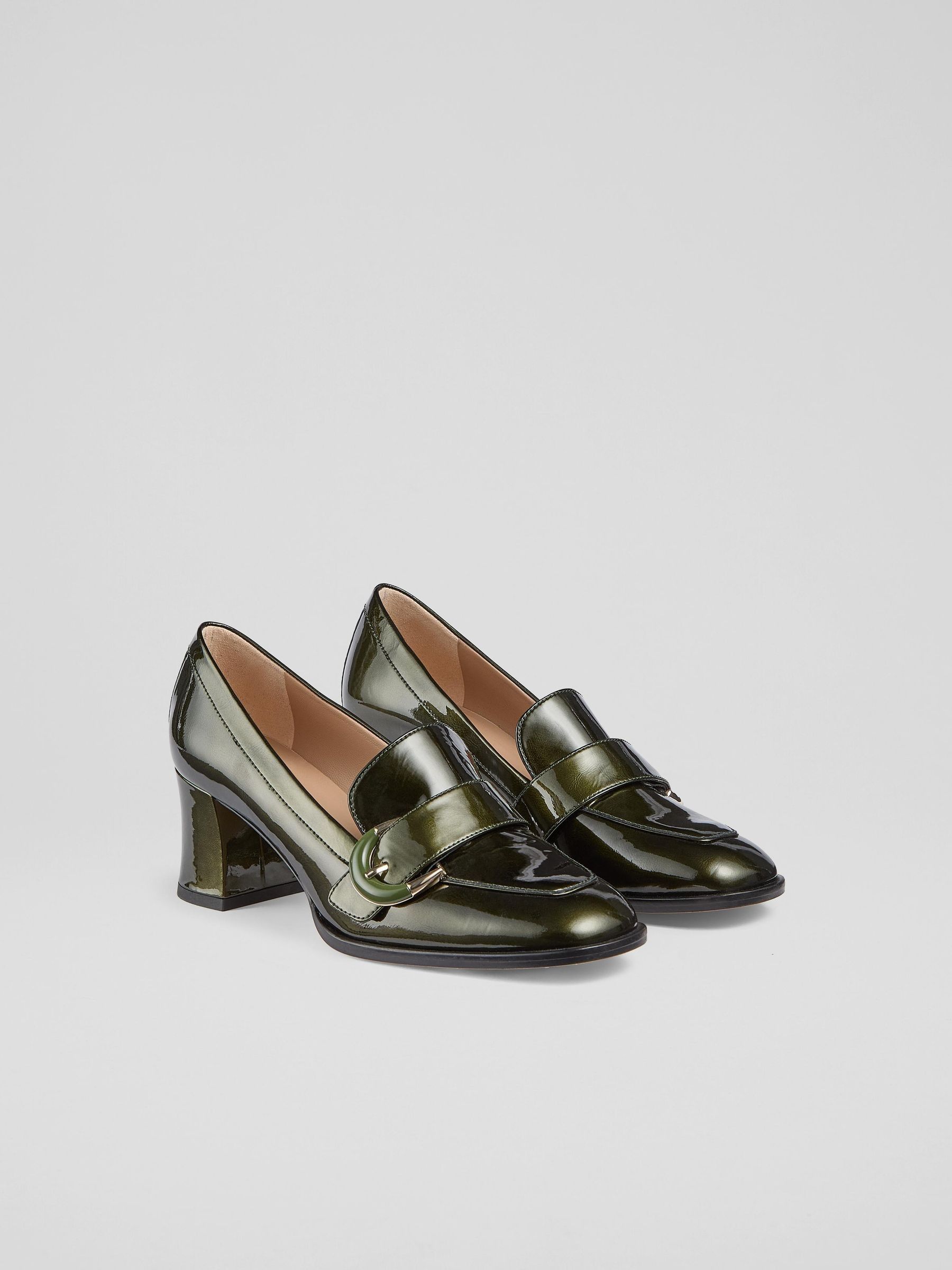 Buy LK Bennett Green Mara Resin Buckle Block Heels from the Next UK ...