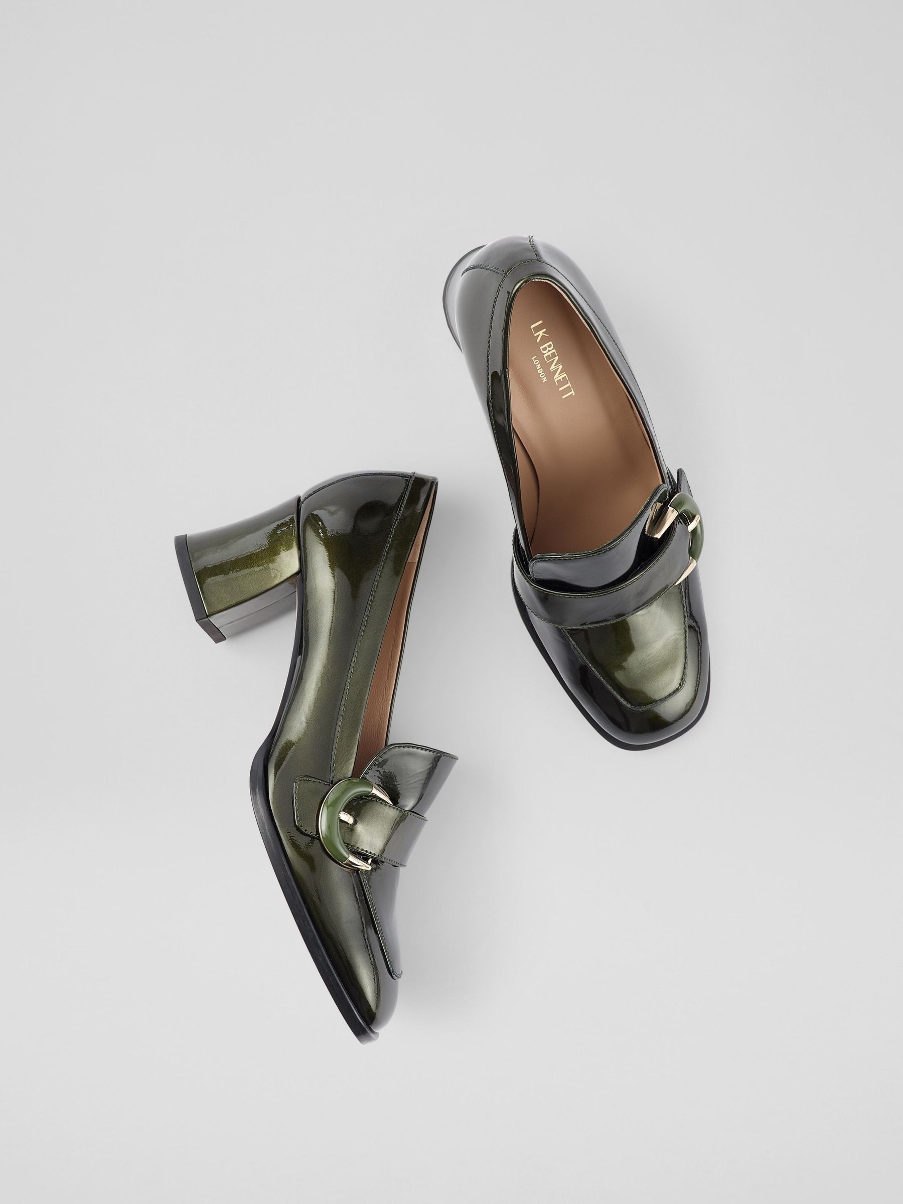 Buy LK Bennett Green Mara Resin Buckle Block Heels from the Next UK ...