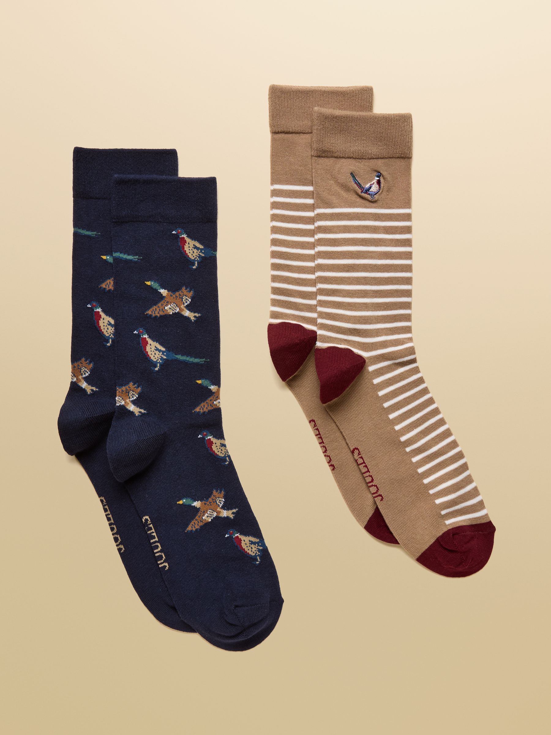 Buy Joules Men's Kingsbury Tan & Navy Socks 2 Pack (size 7-12) from the ...