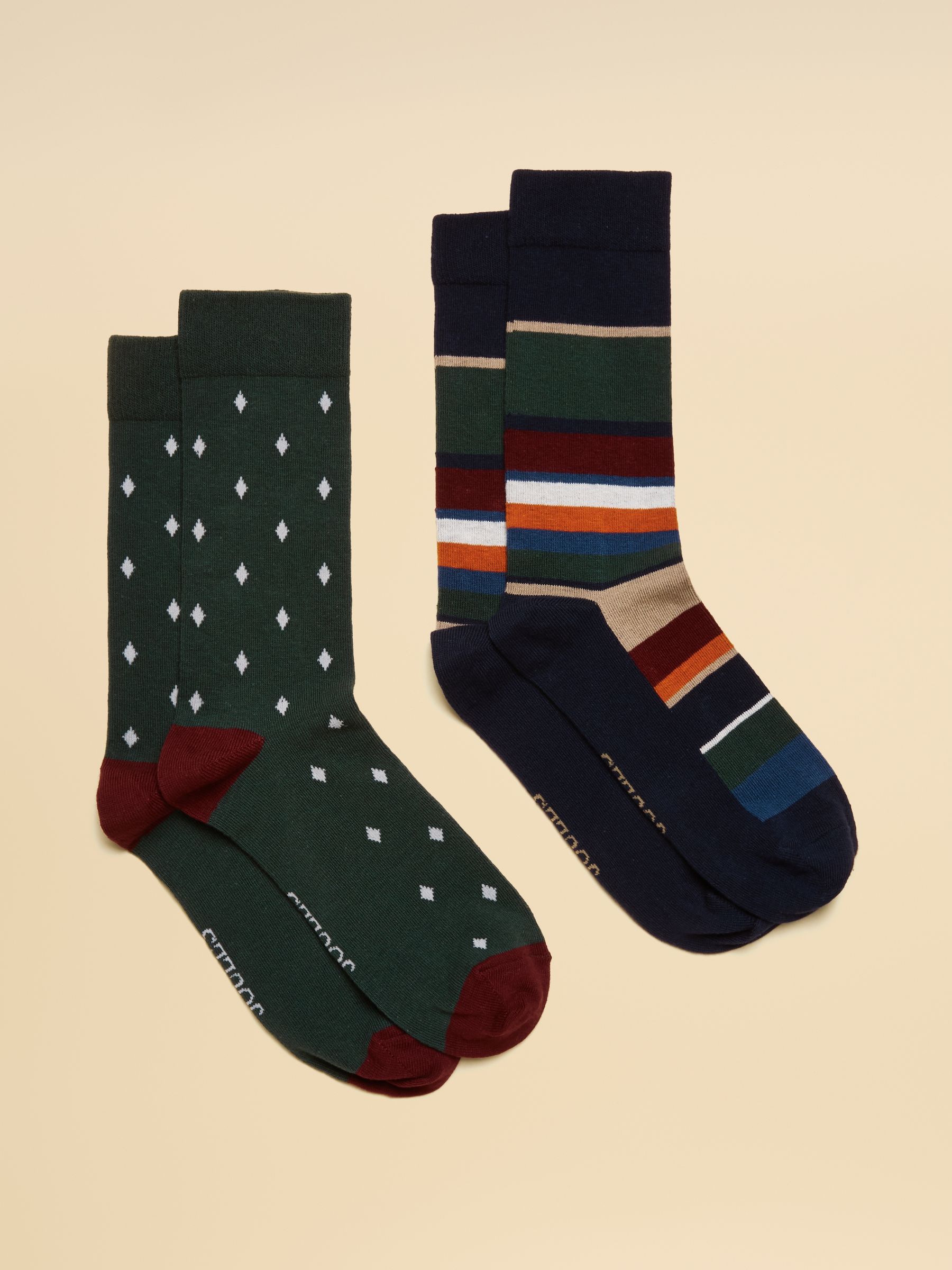 Buy Joules Men's Kingsbury Multi Stripe Socks 2 Pack (size 7-12) from ...
